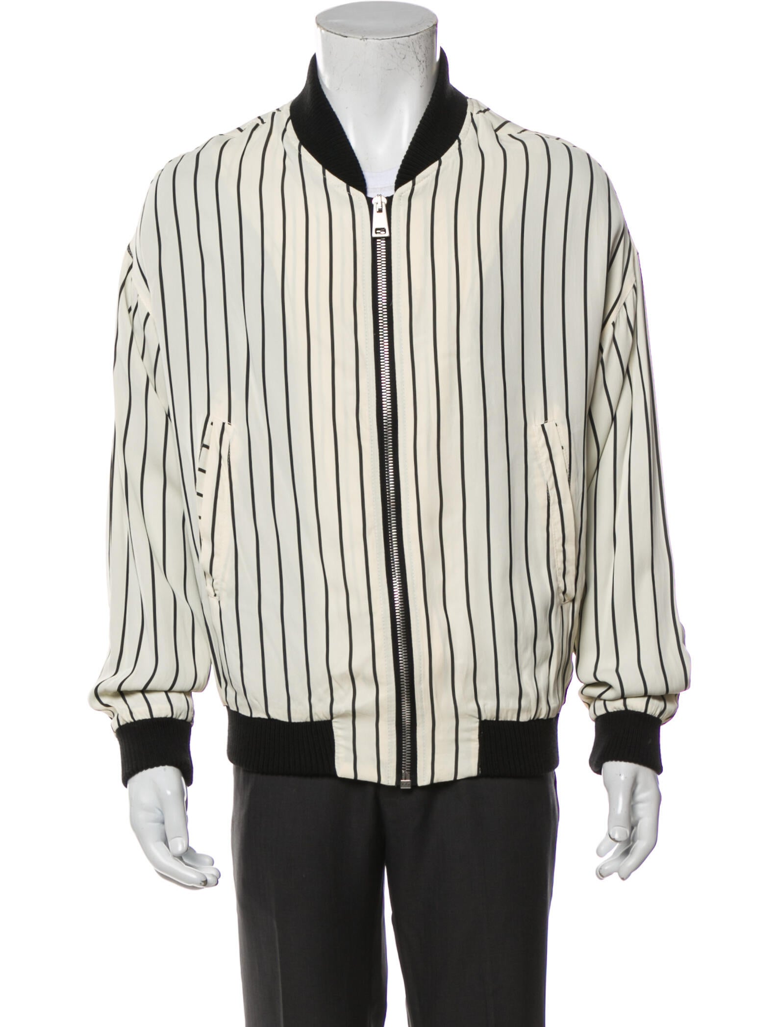 Represent Striped Bomber Jacket - Neutrals Outerwear, Clothing ...