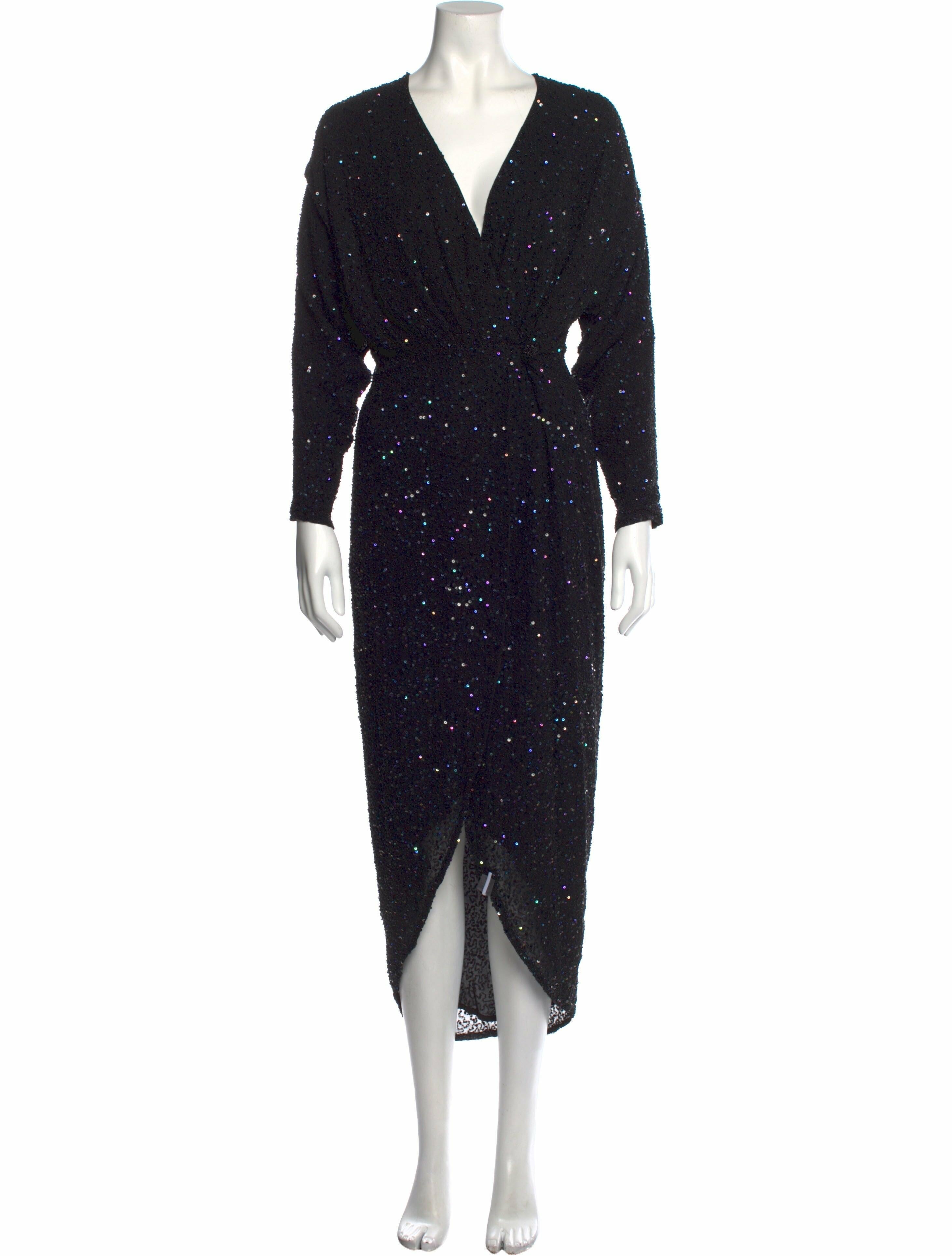 Retrofête V-Neck Long Dress - Black Dresses, Clothing - WRETO27342 ...