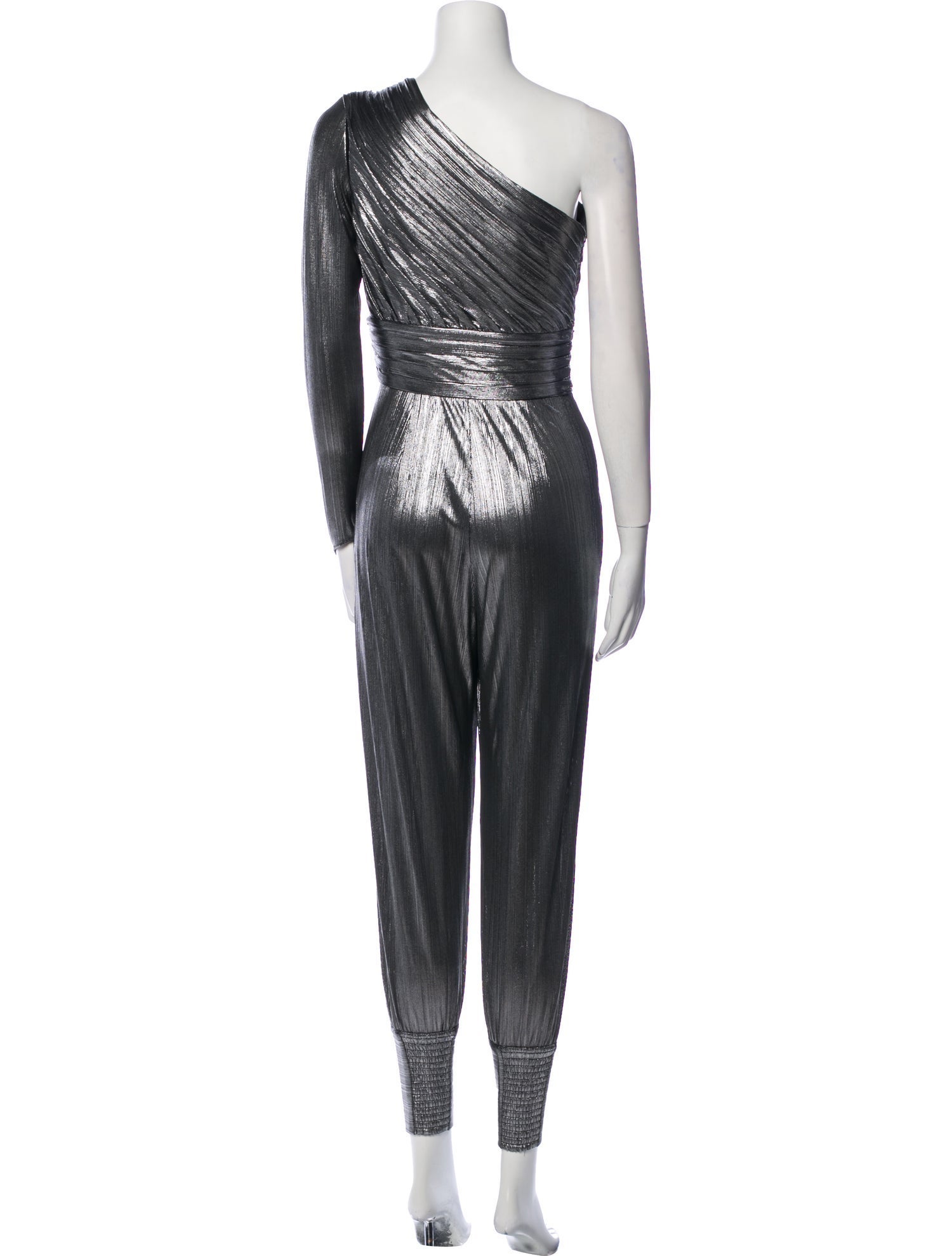 Retrofête One-Shoulder Jumpsuit - Silver, 12.25" Rise Jumpsuits and ...
