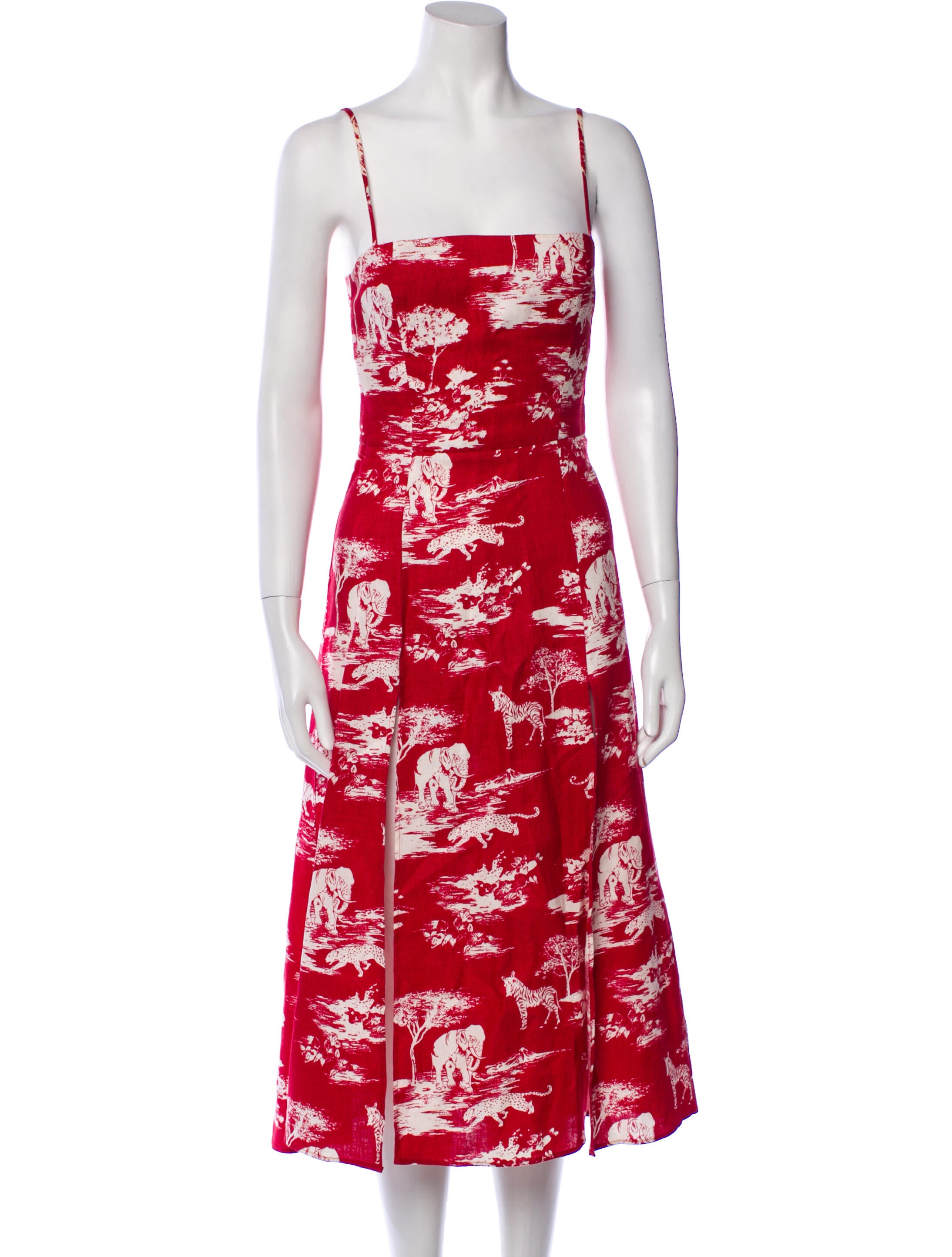 Reformation Linen Midi Length Dress - Red Dresses, Clothing ...