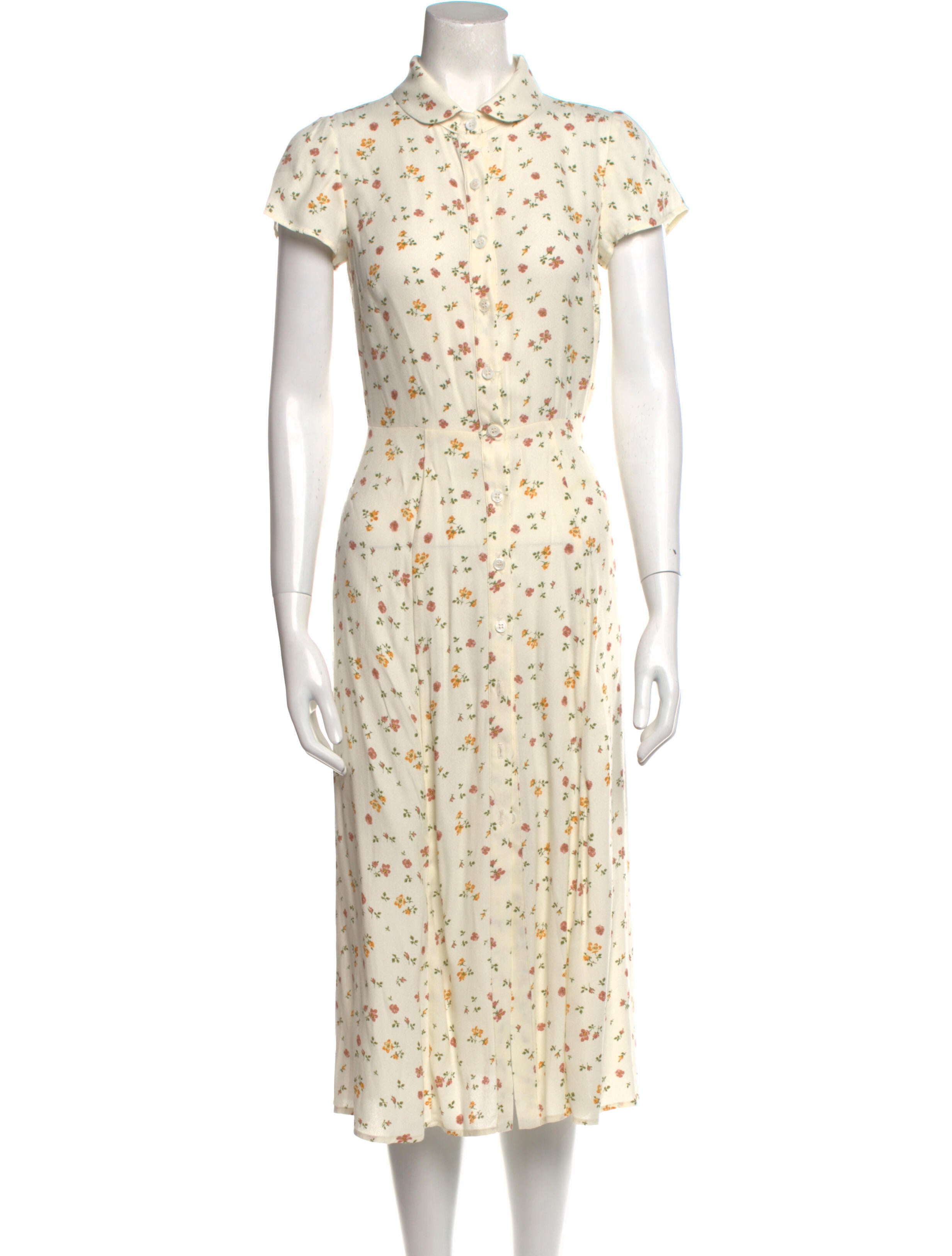 Reformation Floral Print Midi Length Dress - Neutrals Dresses, Clothing ...