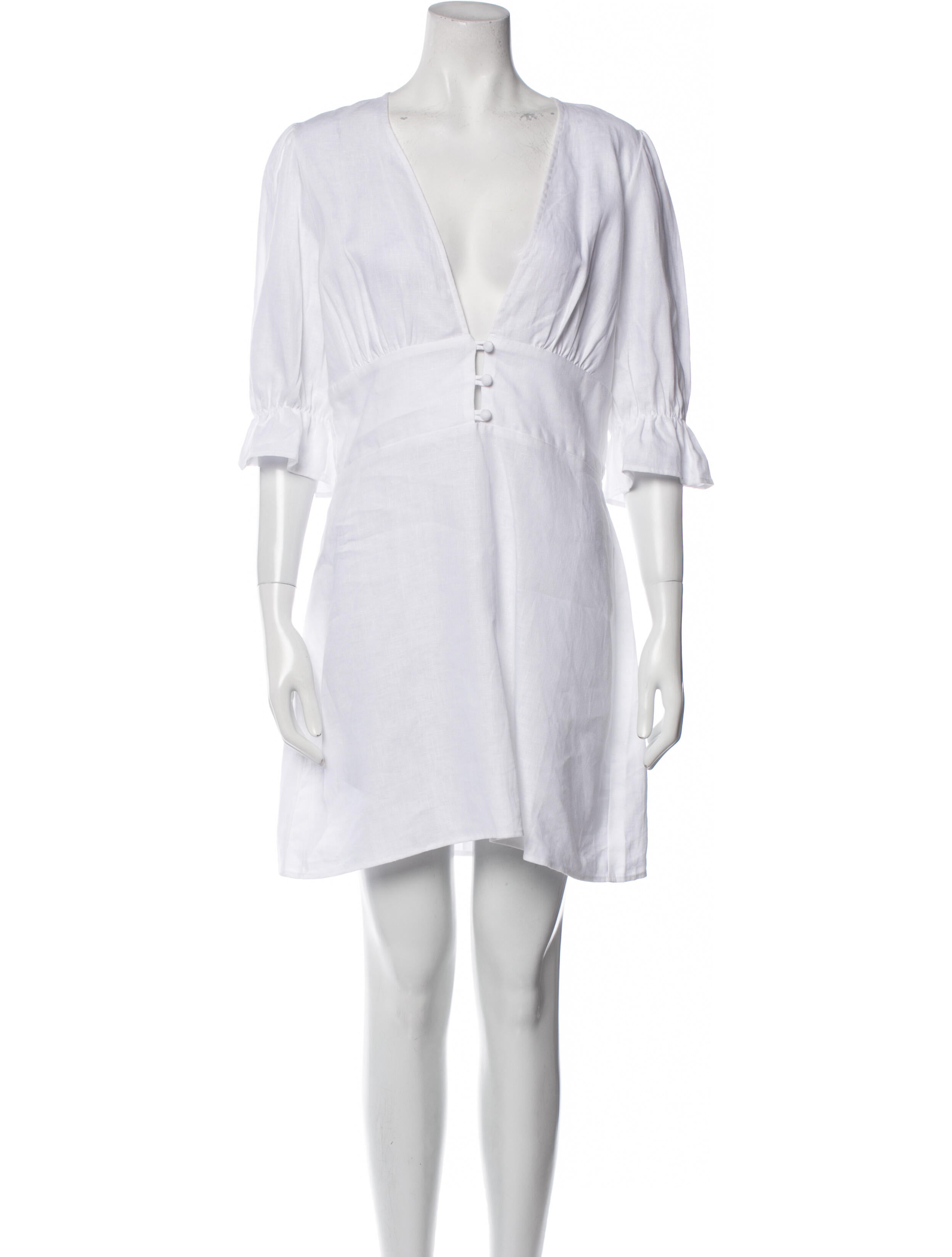 Reformation V-Neck Mini Dress w/ Tags - White Dresses, Clothing ...