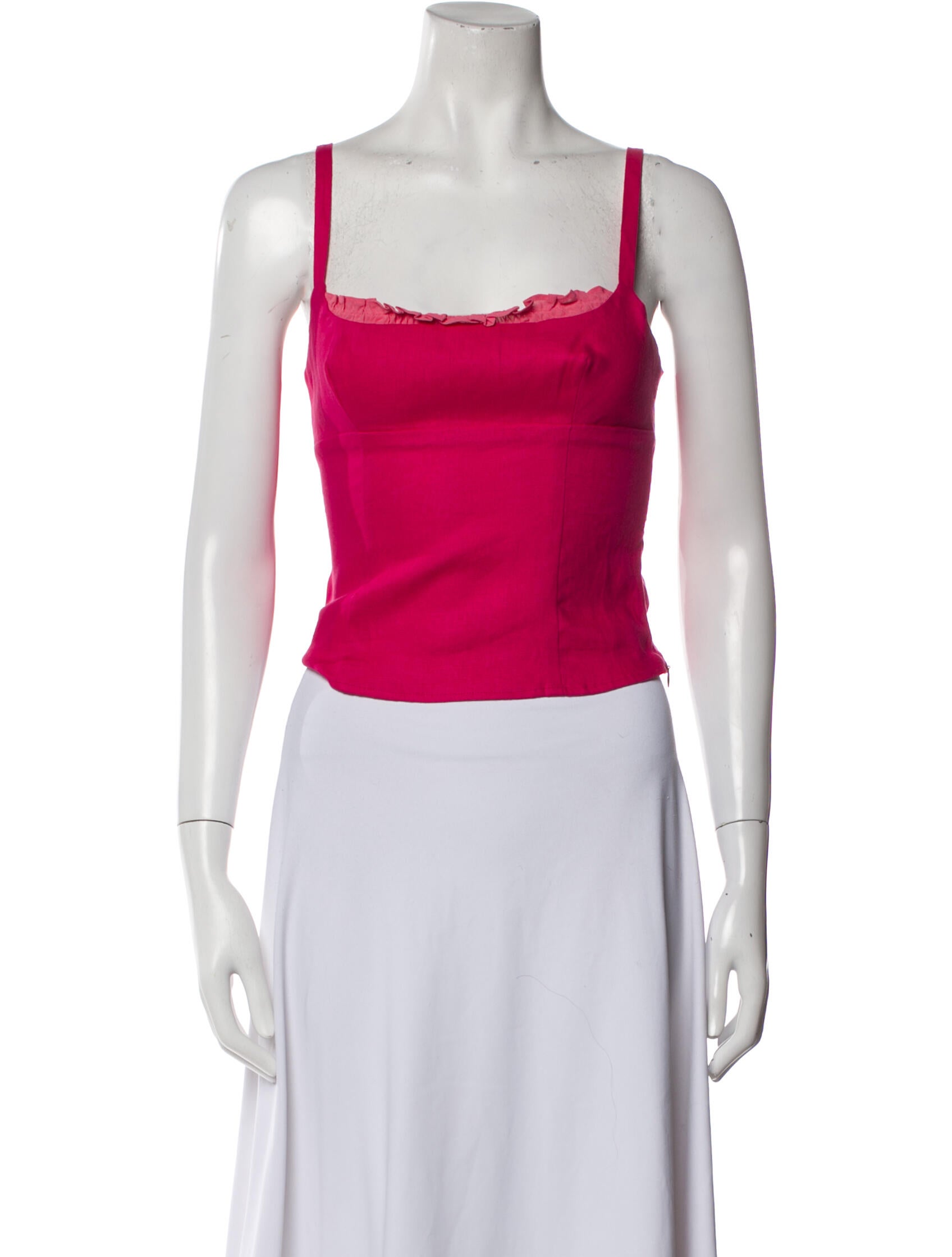 Reformation Square Neckline Sleeveless Crop Top - Pink Tops, Clothing ...