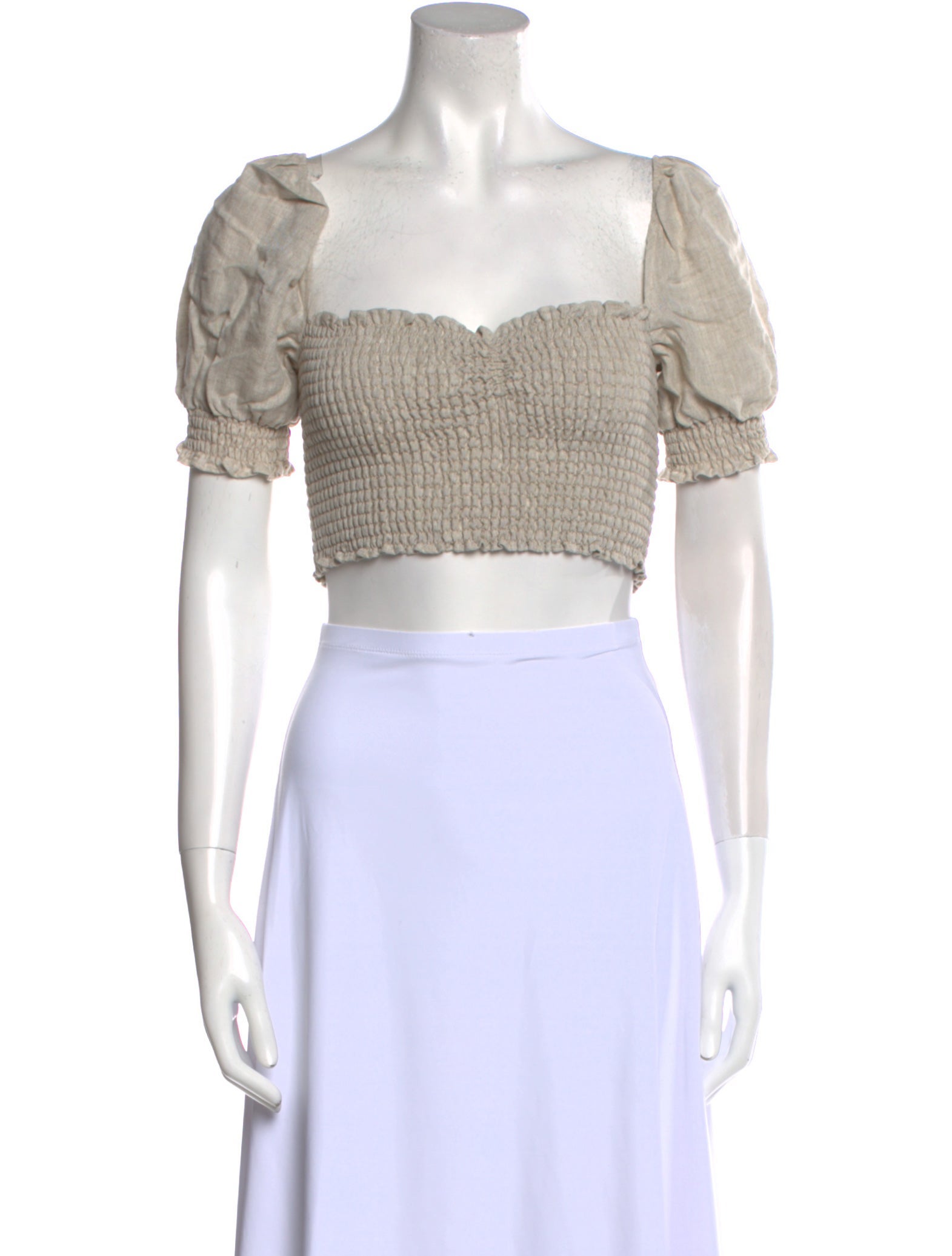 Reformation Square Neckline Short Sleeve Crop Top - Brown Tops ...