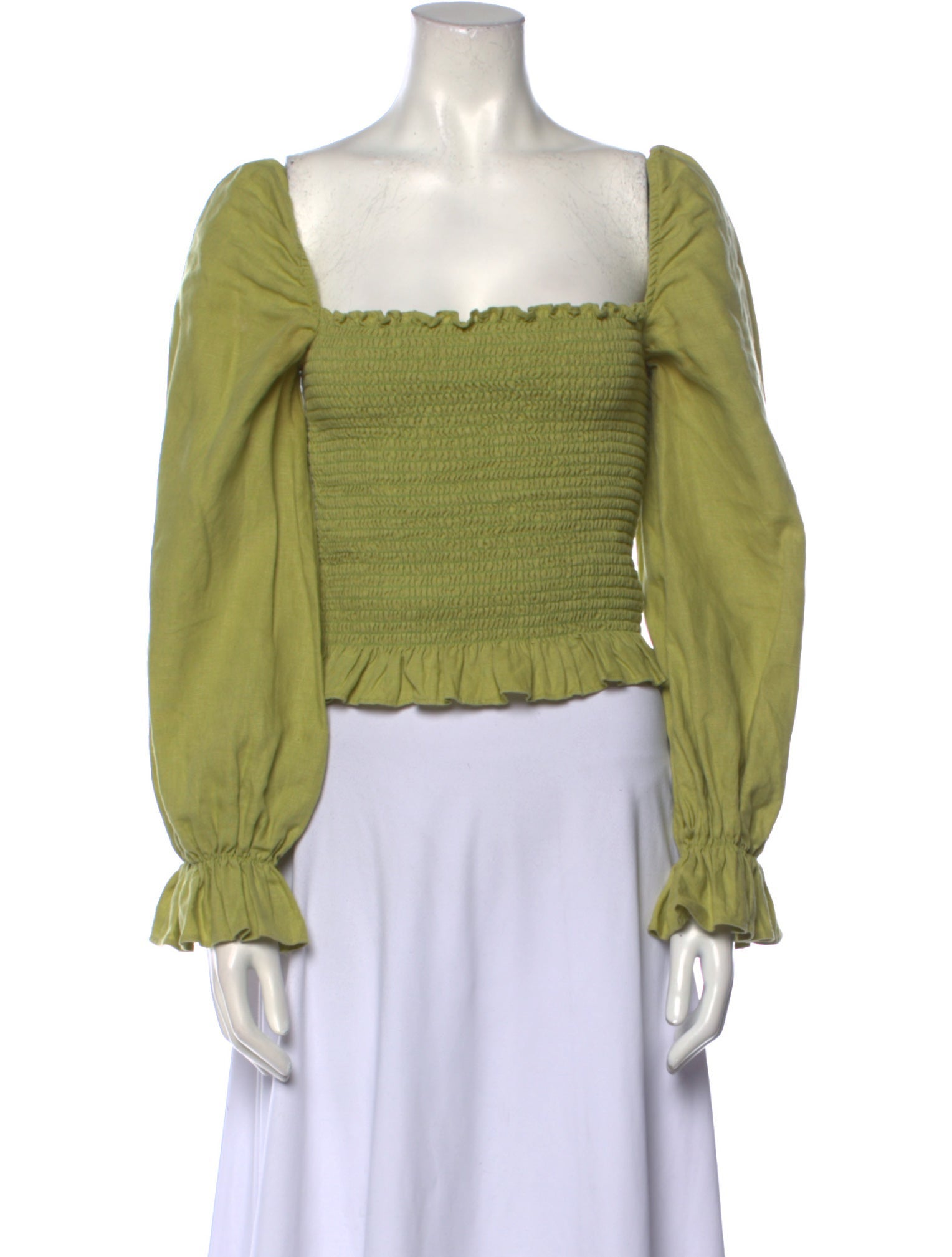 Reformation Square Neckline Long Sleeve Crop Top - Green Tops, Clothing ...