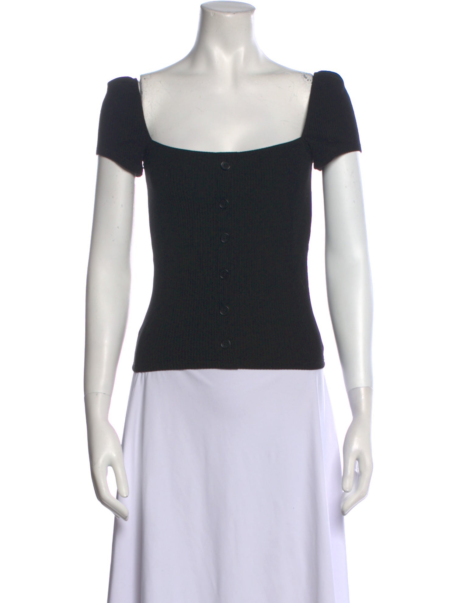Reformation Square Neckline Short Sleeve Top - Black Tops, Clothing ...