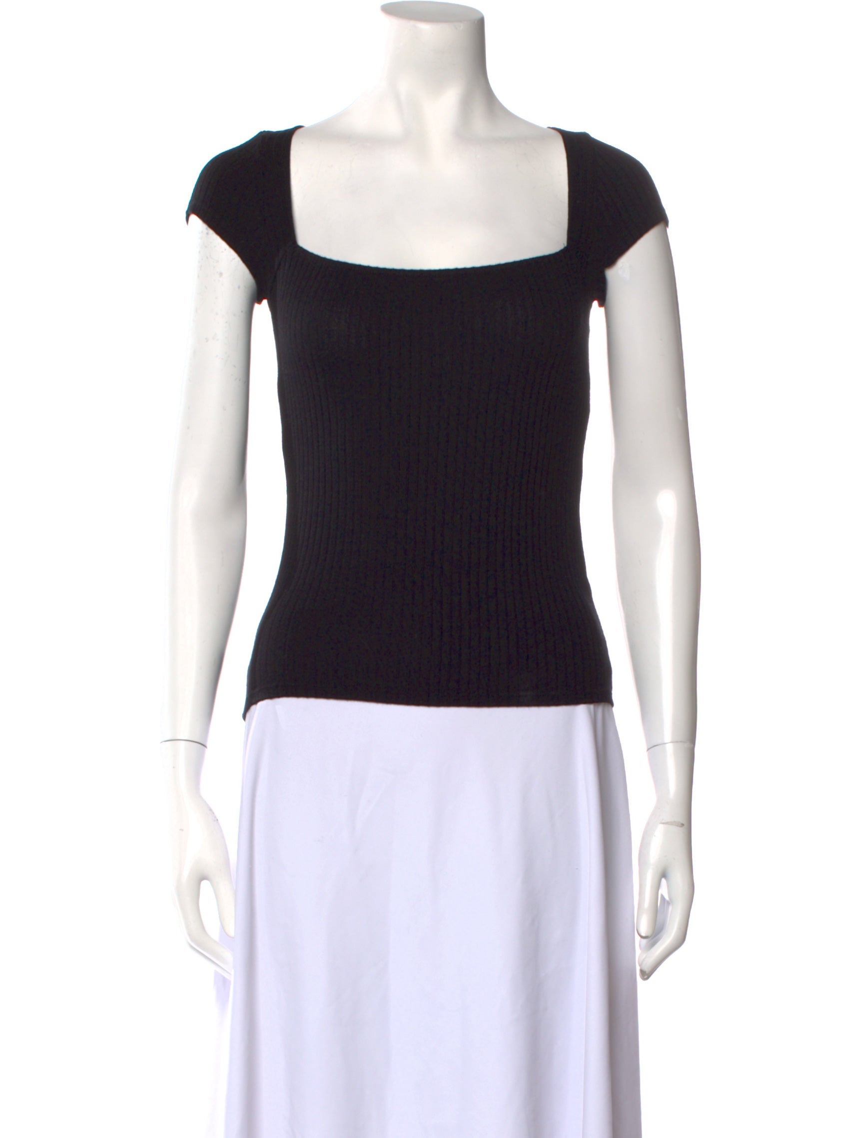 Reformation Square Neckline Short Sleeve Top - Black Tops, Clothing ...