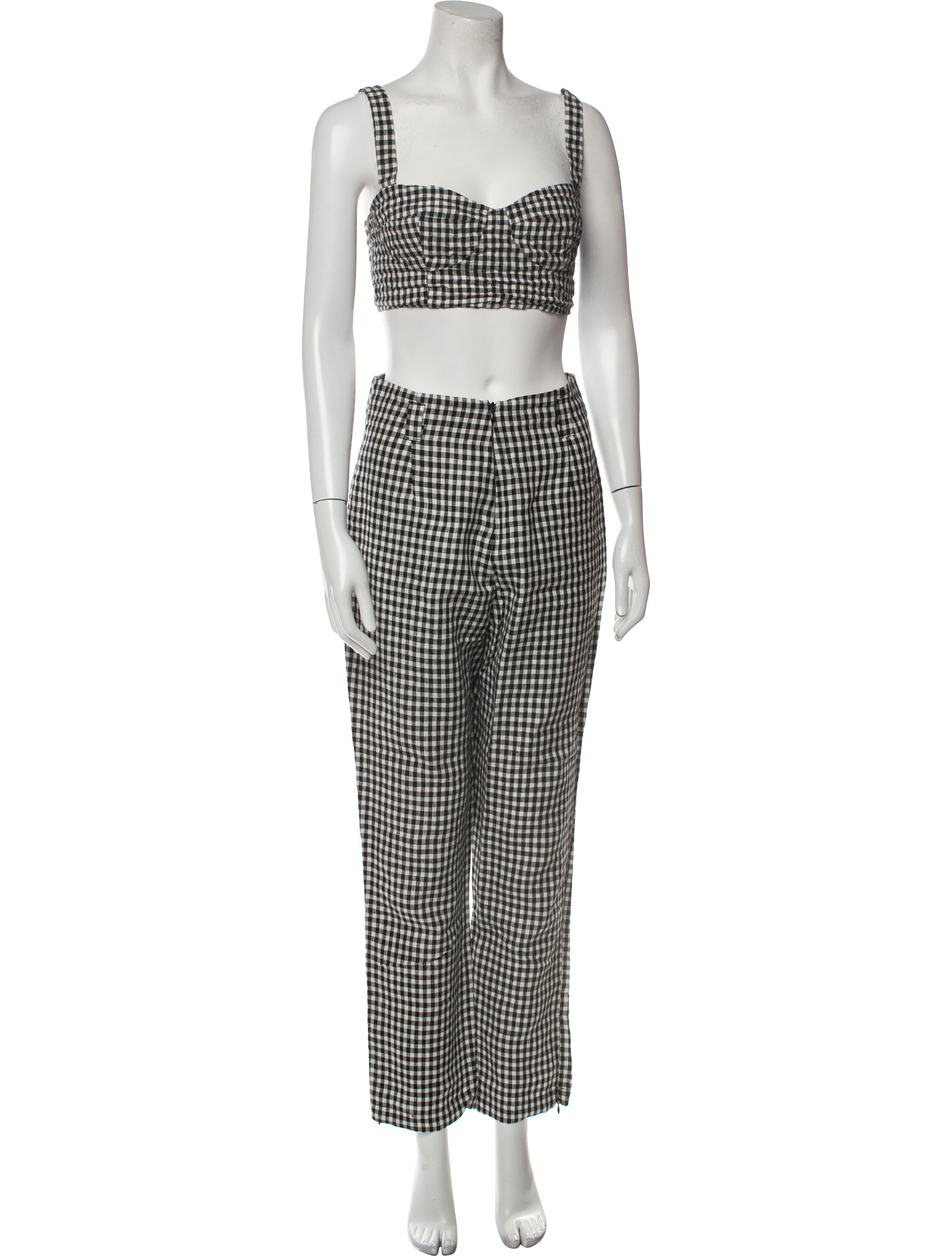 Reformation Plaid Print Pantsuit - Black, 14.5" Rise Suits and Sets ...