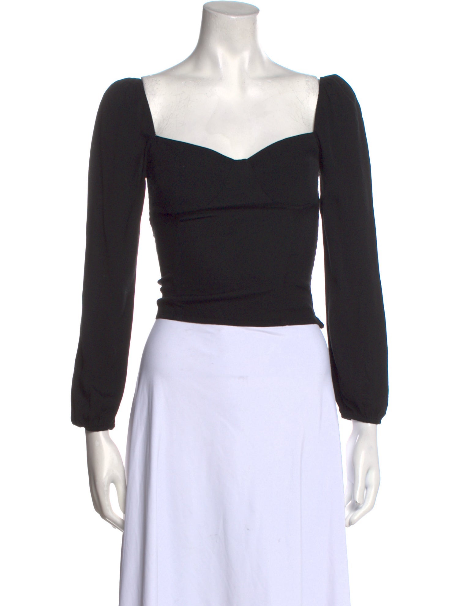 Reformation Square Neckline Long Sleeve Crop Top - Black Tops, Clothing ...