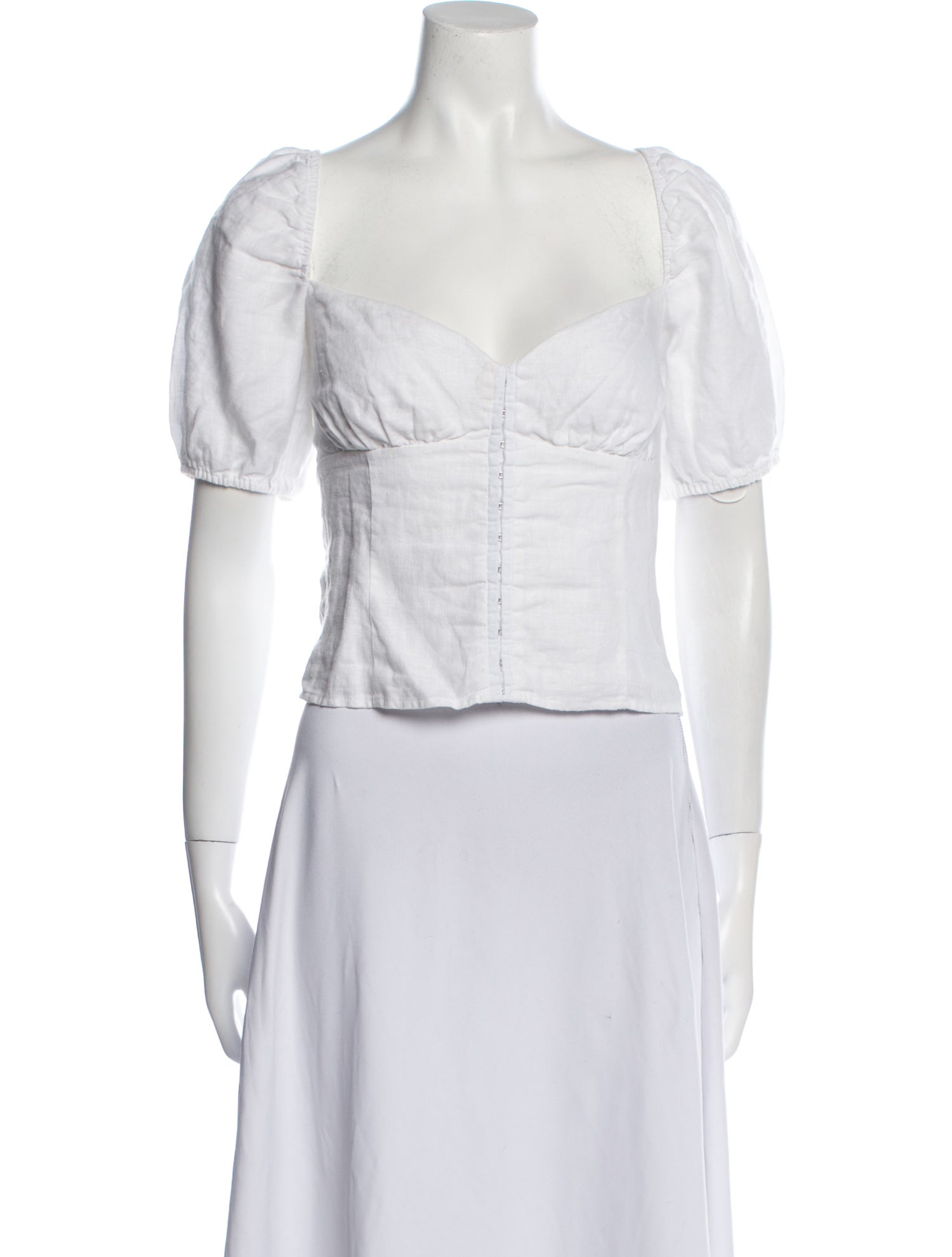 Reformation Square Neckline Short Sleeve Crop Top - White Tops ...