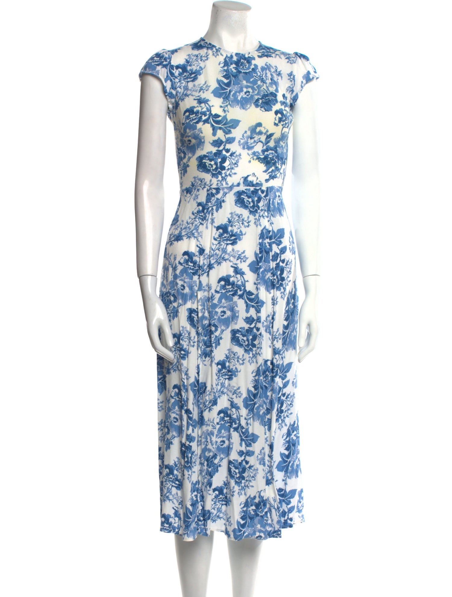 Reformation Floral Print Midi Length Dress - Blue Dresses, Clothing ...