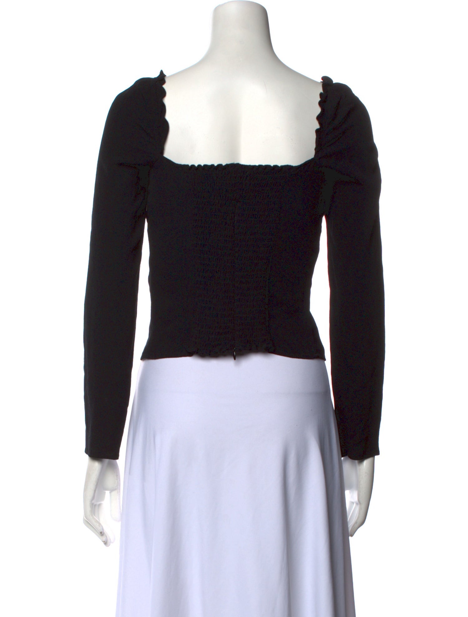 Reformation Square Neckline Long Sleeve Crop Top - Black Tops, Clothing ...
