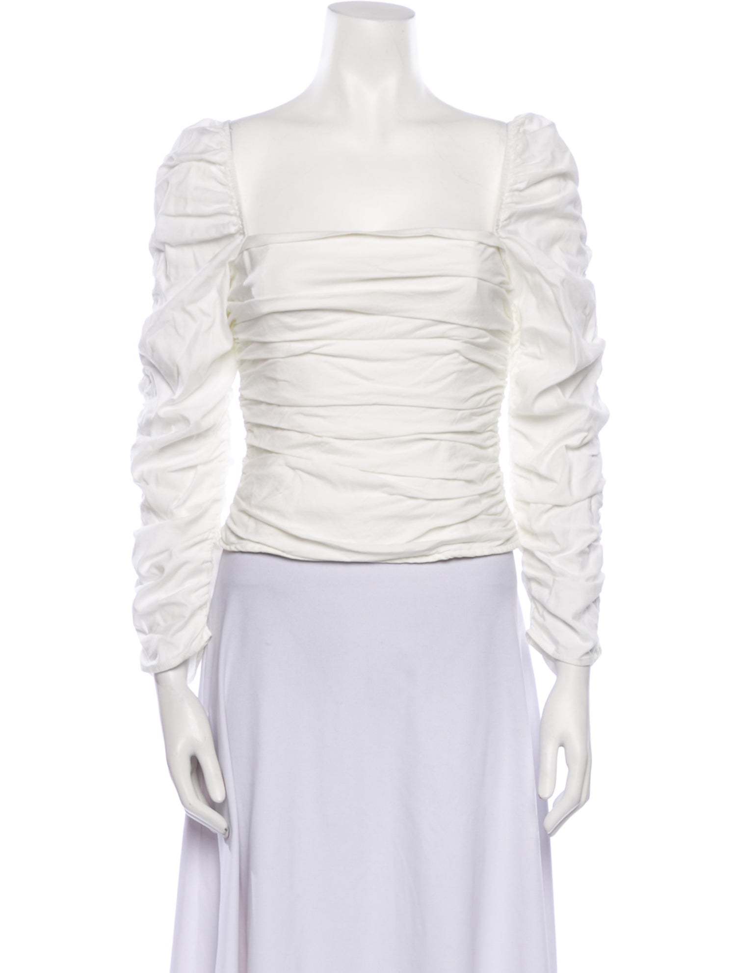 Reformation Square Neckline Long Sleeve Crop Top - Neutrals Tops ...