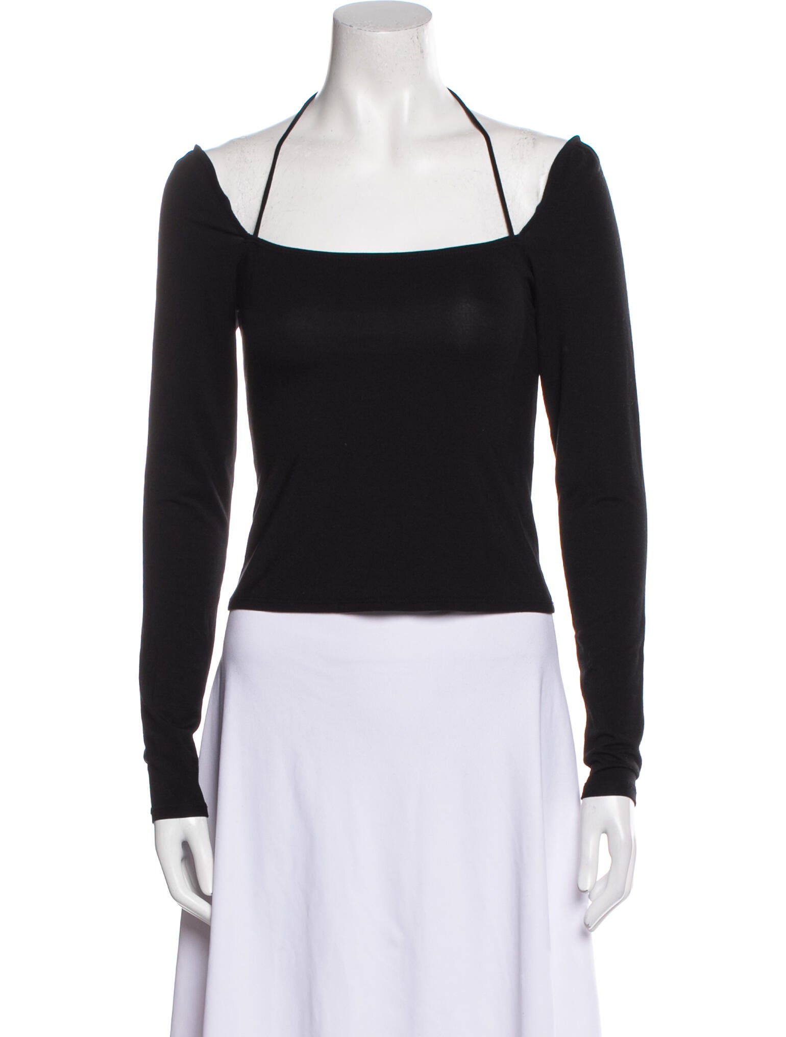 Reformation Square Neckline Long Sleeve Crop Top - Black Tops, Clothing ...
