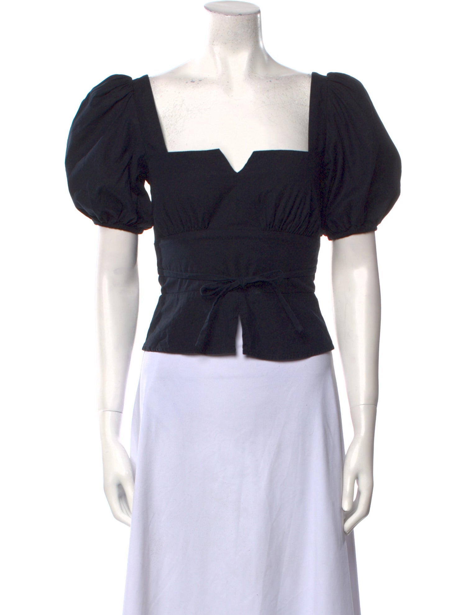 Reformation Square Neckline Short Sleeve Crop Top - Black Tops ...