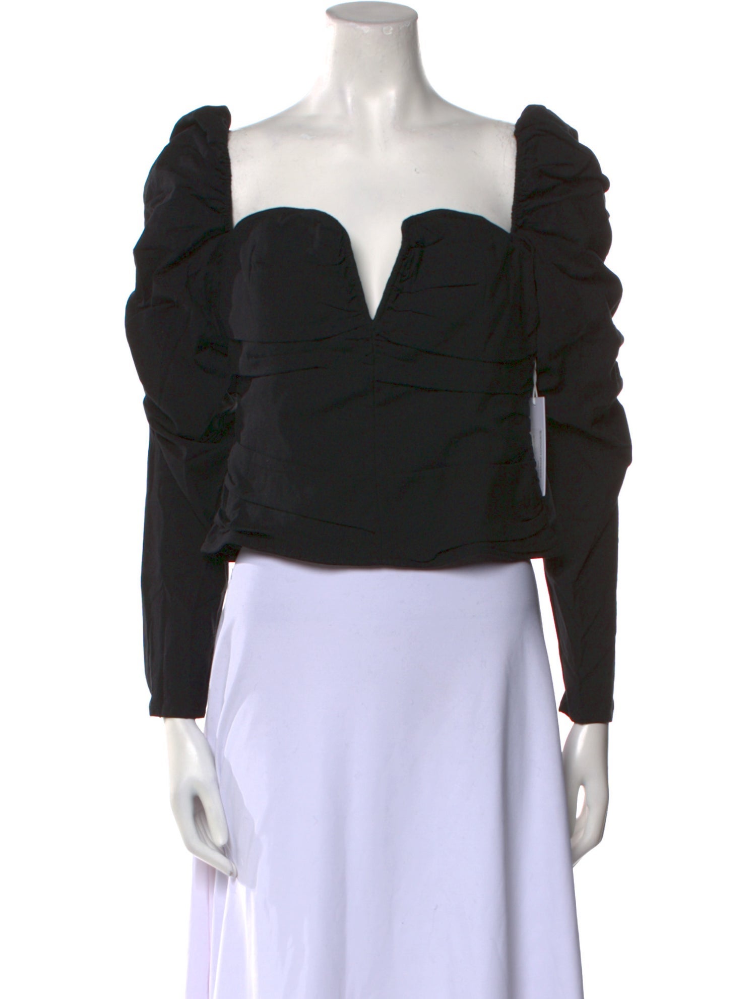 Reformation Square Neckline Long Sleeve Crop Top - Black Tops, Clothing ...