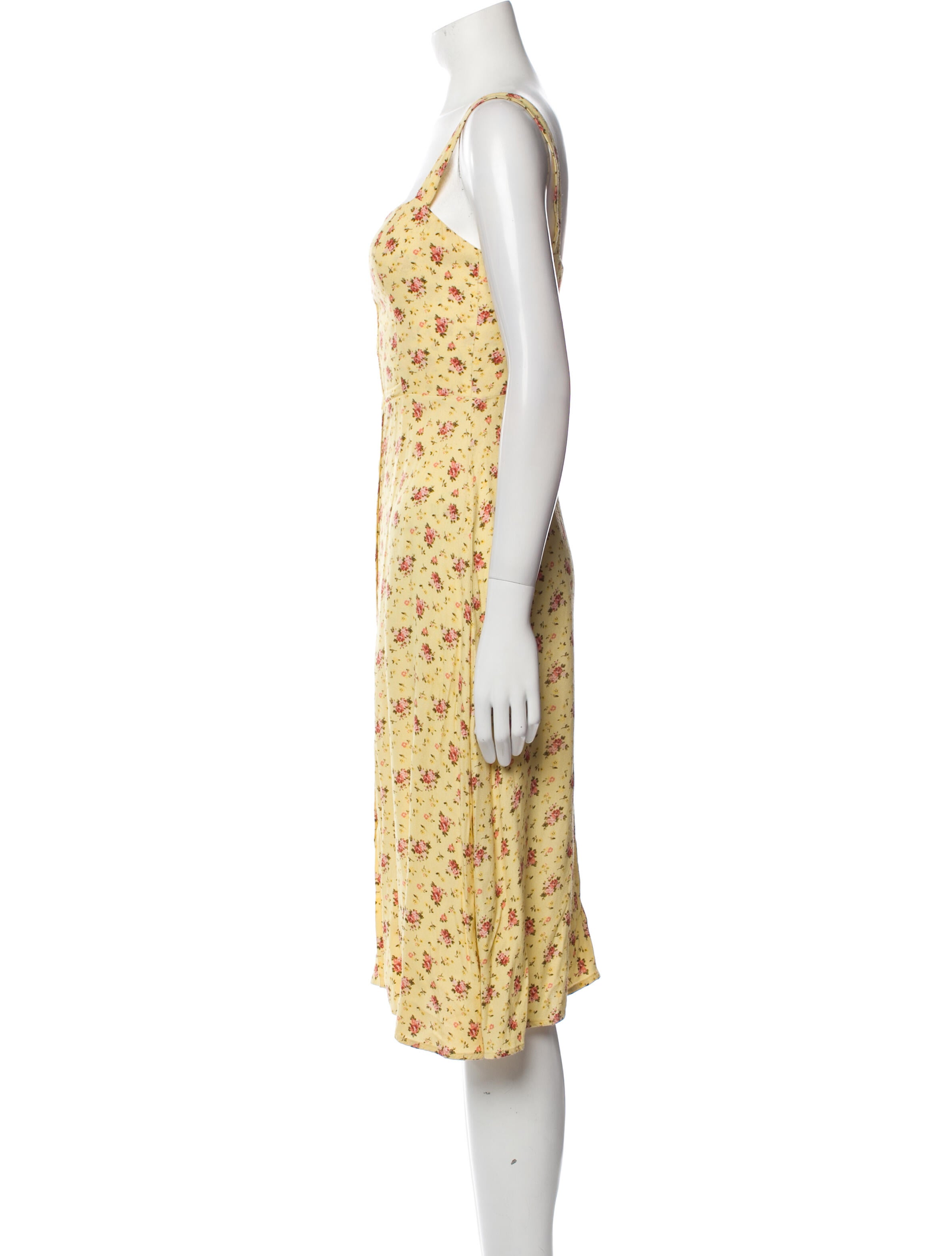 Reformation Floral Print Midi Length Dress - Neutrals Dresses, Clothing ...