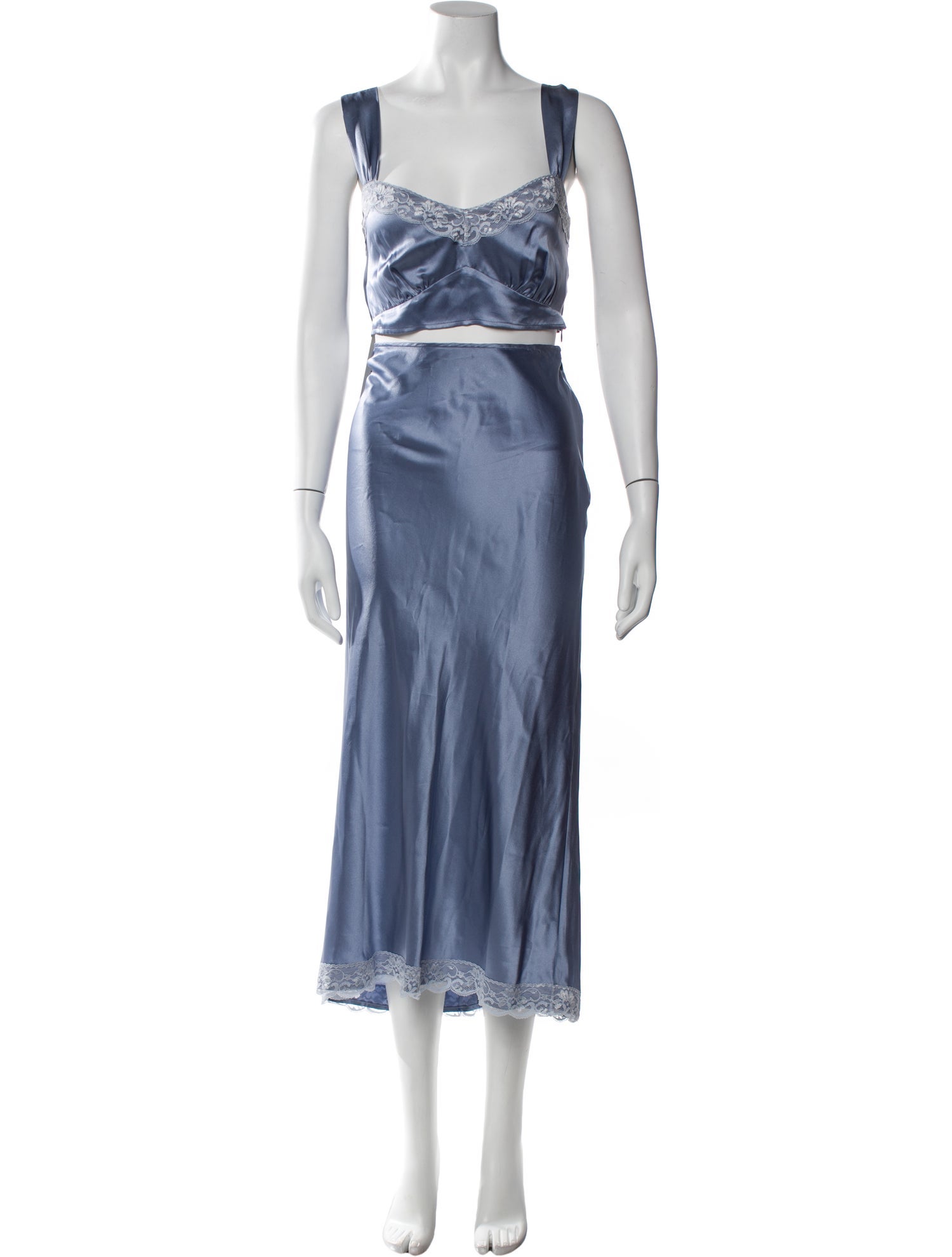 Reformation Silk Skirt Set - Blue Suits and Sets, Clothing ...