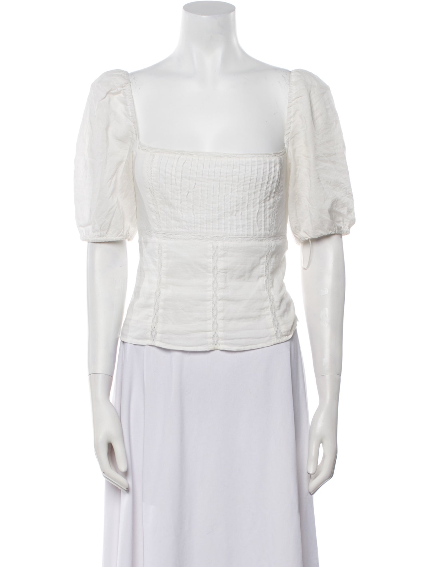 Reformation Square Neckline Short Sleeve Crop Top - White Tops ...
