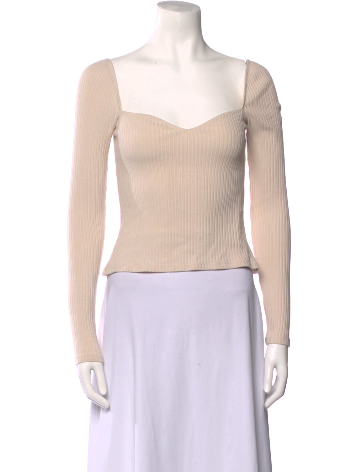 Reformation Square Neckline Long Sleeve Crop Top - Neutrals Tops ...
