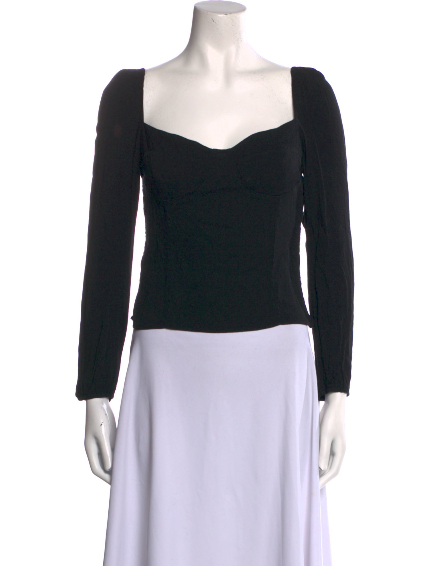 Reformation Square Neckline Long Sleeve Crop Top - Black Tops, Clothing ...