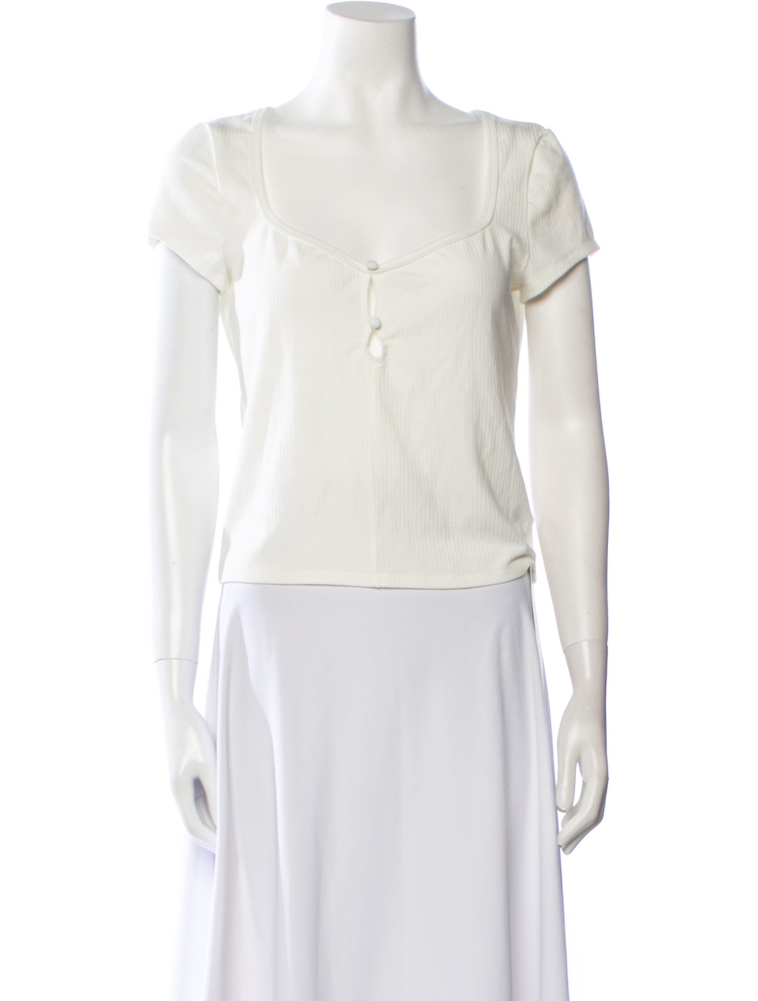 Reformation Square Neckline Short Sleeve Crop Top - White Tops ...
