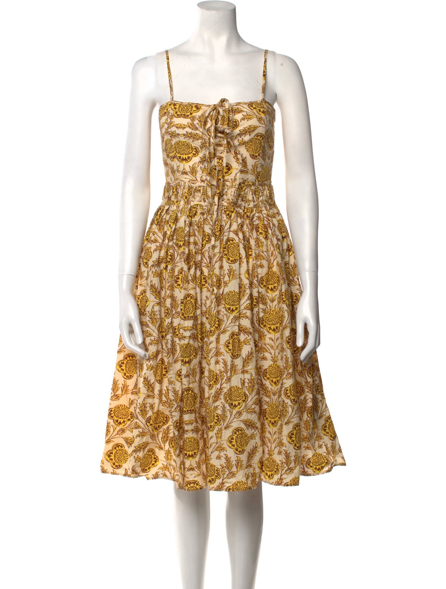 RHODE Floral Print Knee-Length Dress - Yellow Dresses, Clothing ...