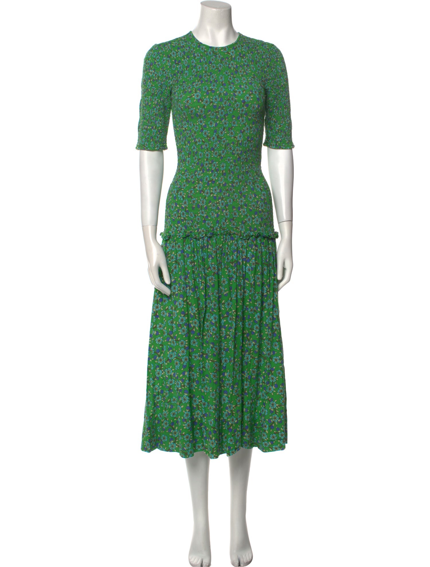 RHODE Floral Print Long Dress - Green Dresses, Clothing - WRHOS34550 ...