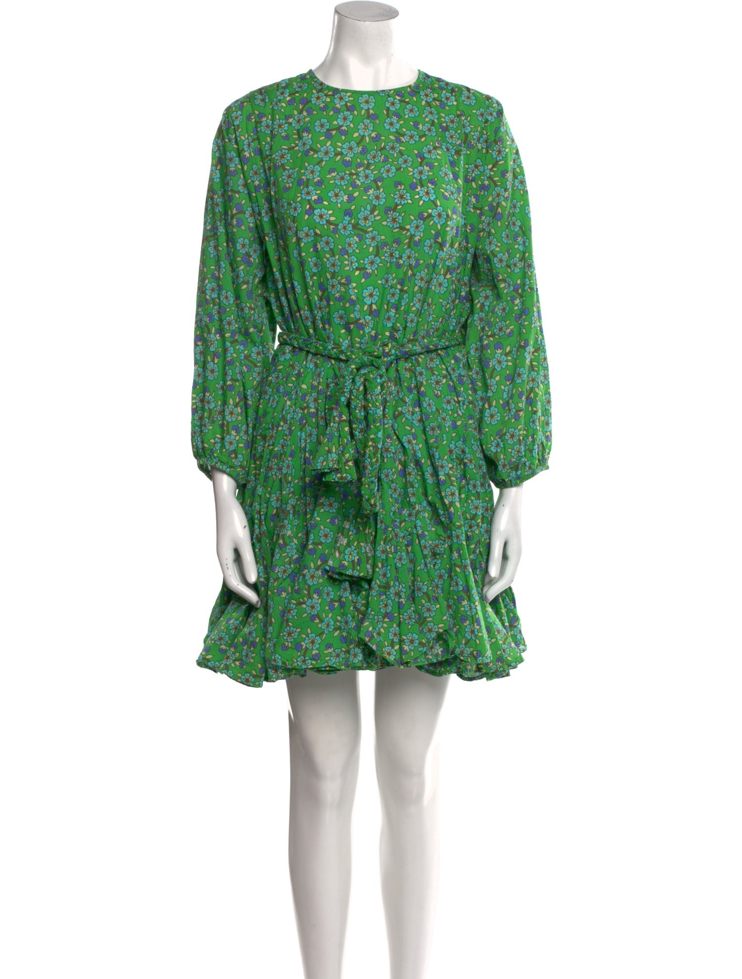 RHODE Floral Print Mini Dress - Green Dresses, Clothing - WRHOS37187 ...