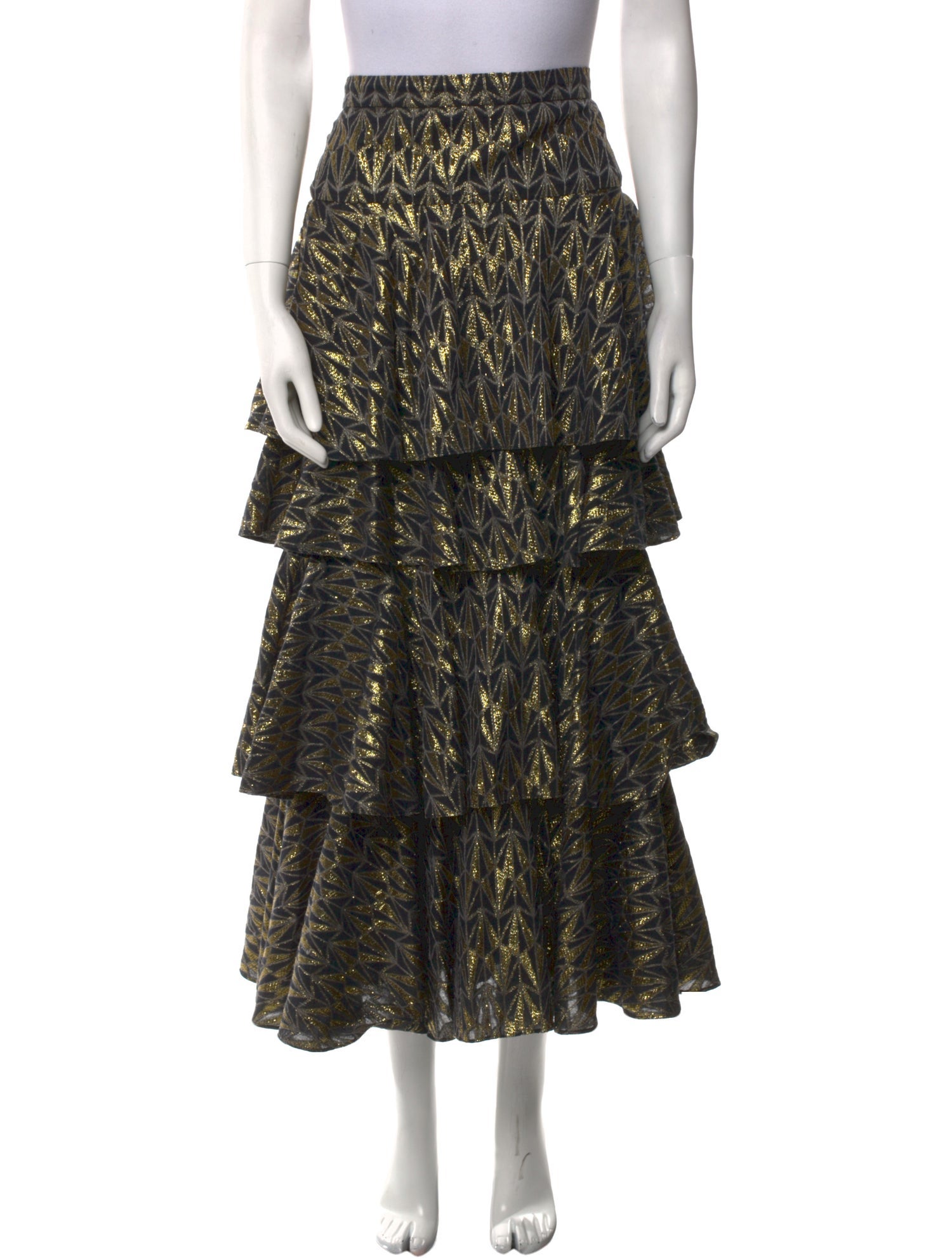 RHODE Printed Midi Length Skirt - Gold Skirts, Clothing - WRHOS39195 ...