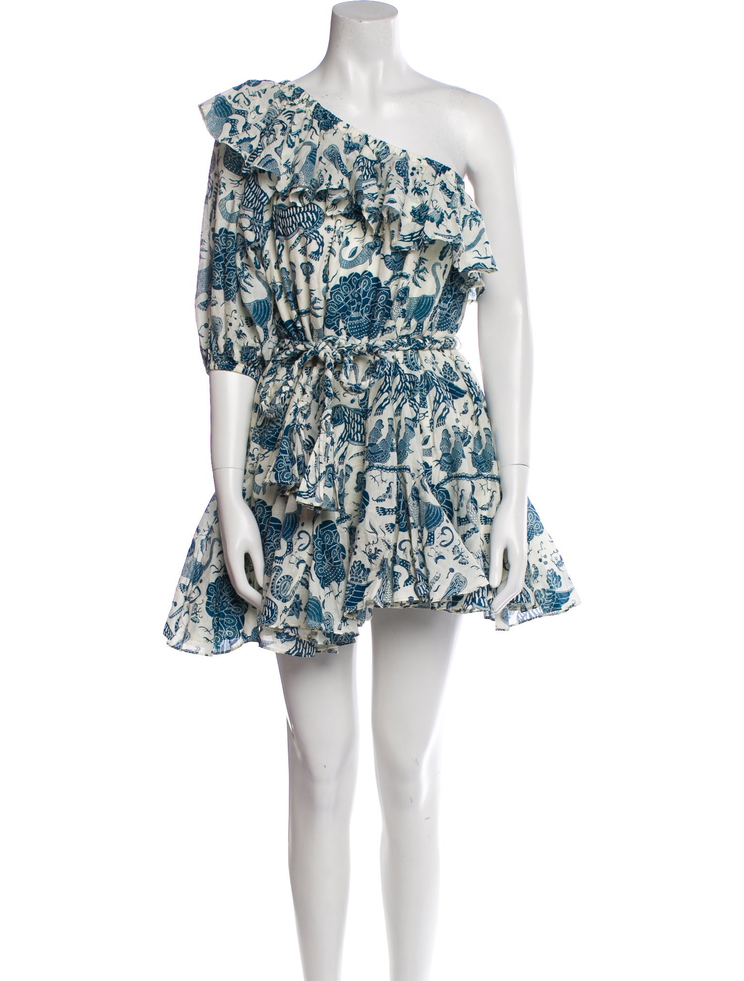 RHODE Floral Print Mini Dress - Neutrals Dresses, Clothing - WRHOS40490 ...