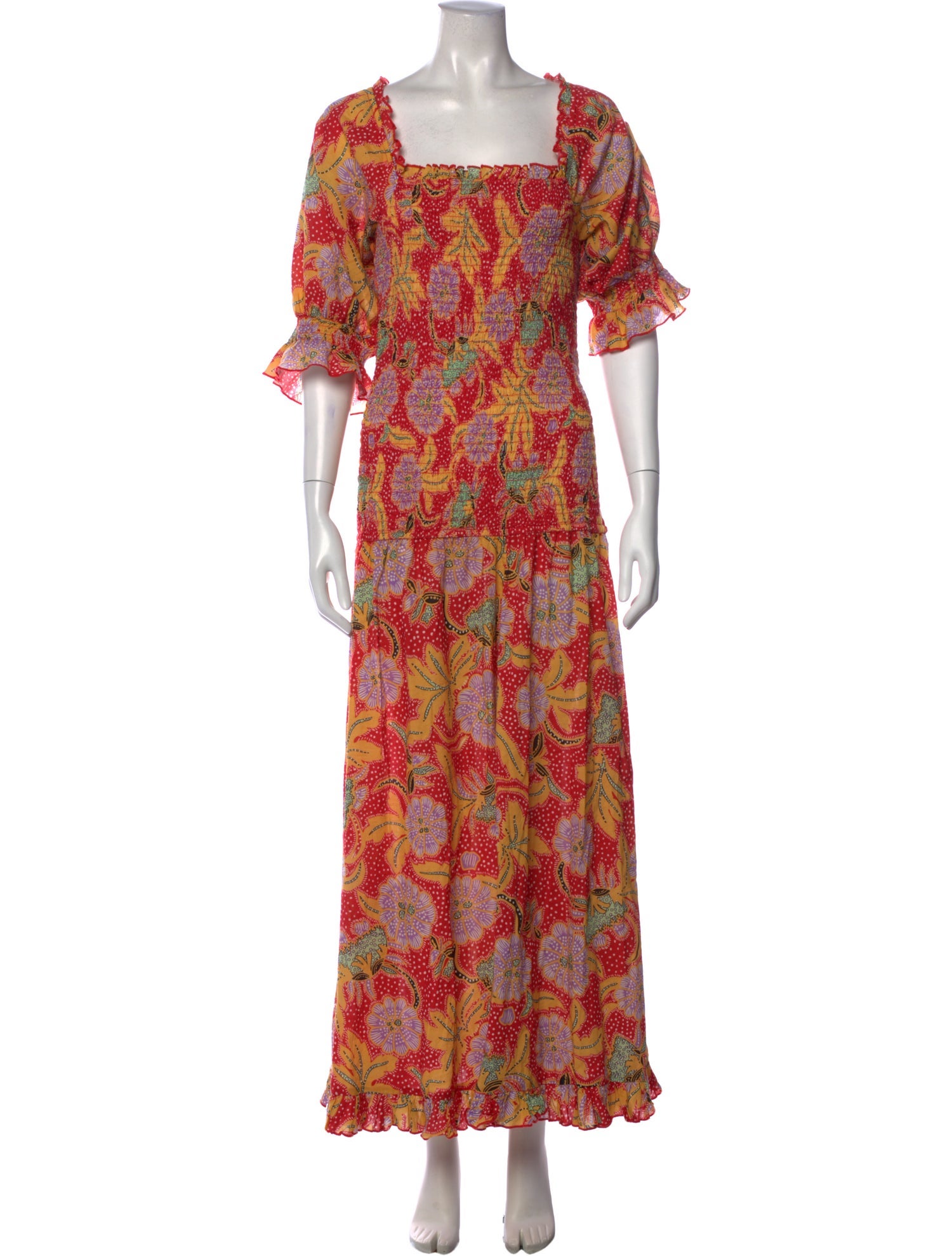 RHODE Floral Print Long Dress - Red Dresses, Clothing - WRHOS42346 ...
