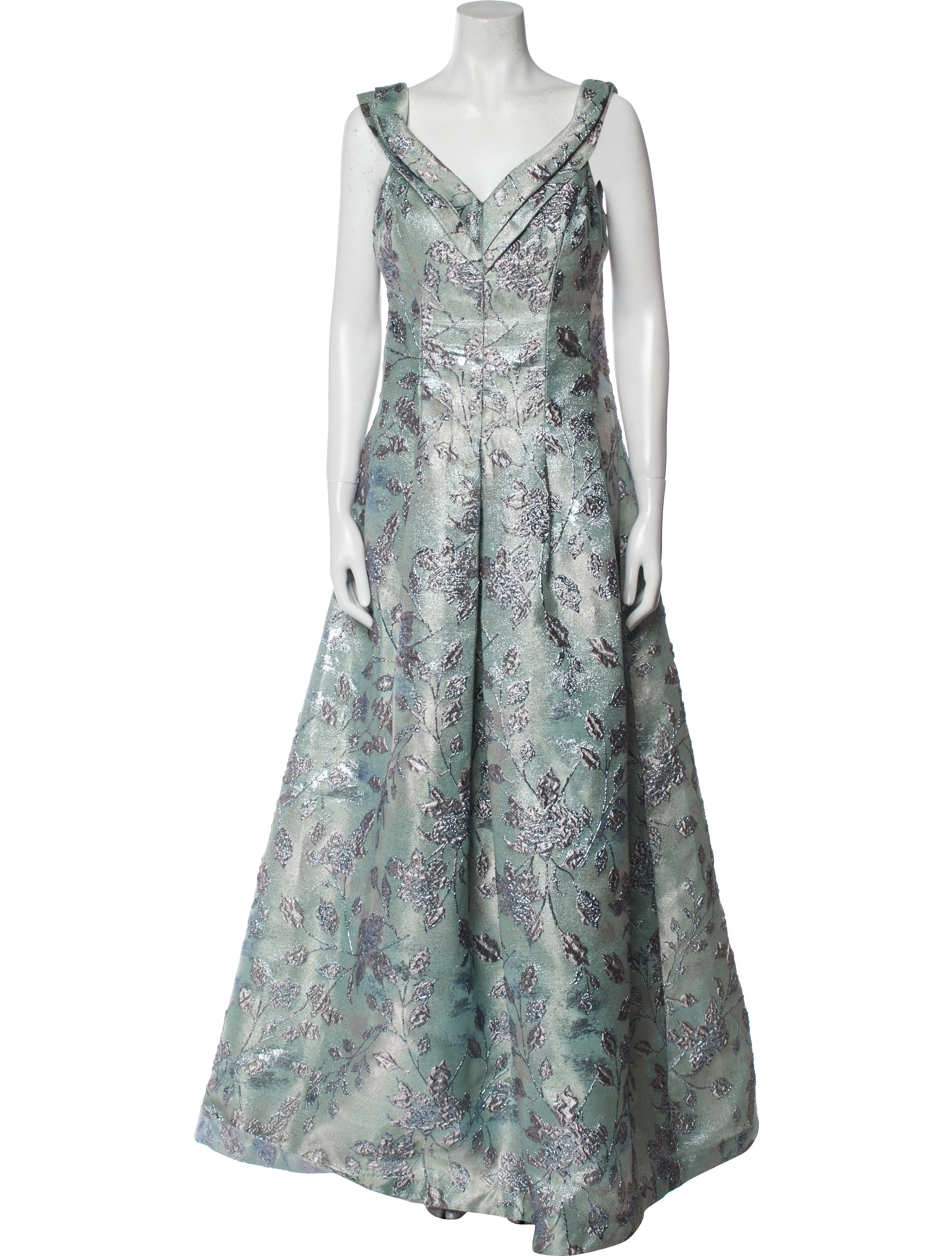 Teri Jon by Rickie Freeman Printed Long Dress - Green Dresses, Clothing ...
