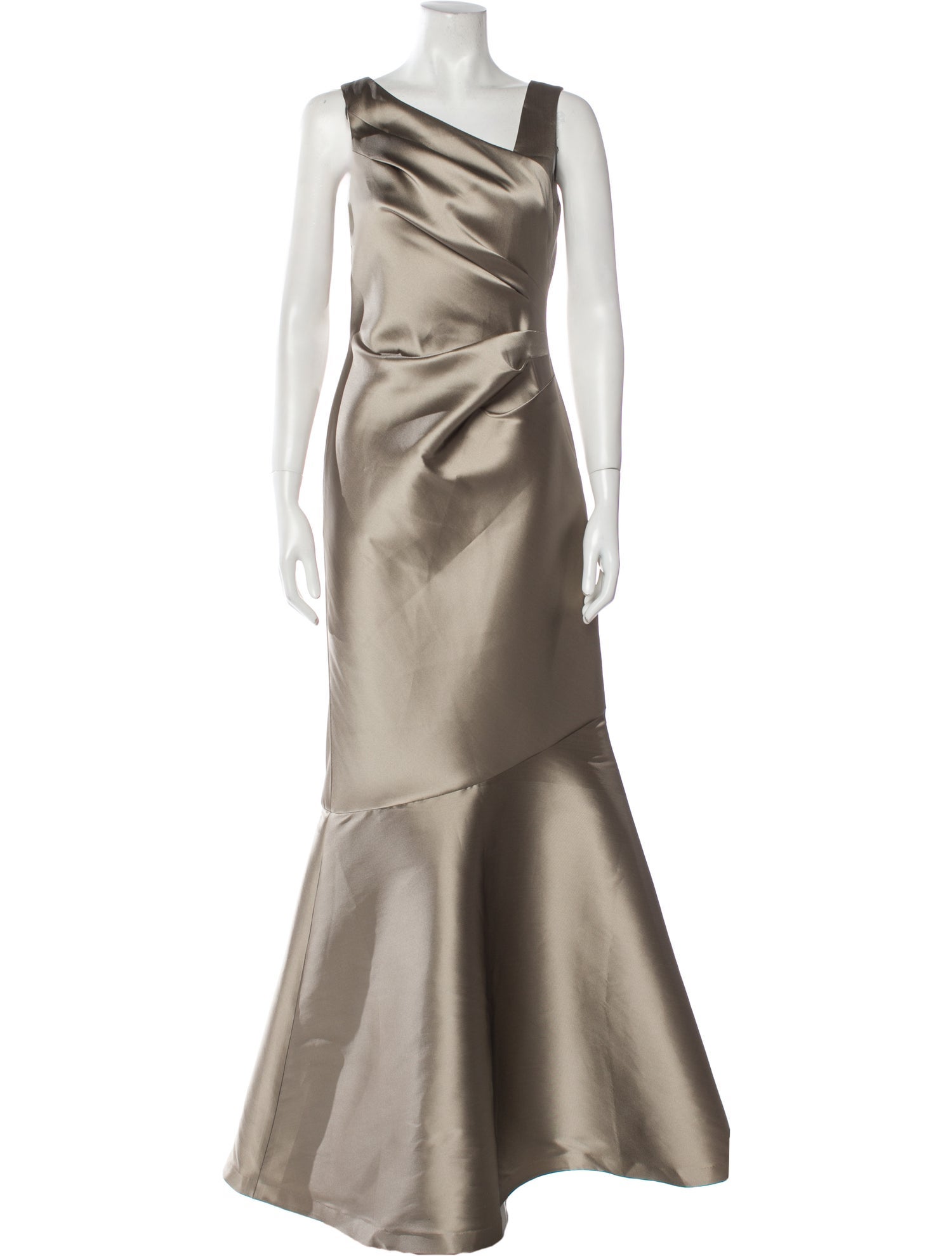 Teri Jon by Rickie Freeman One-Shoulder Long Dress - Grey Dresses ...