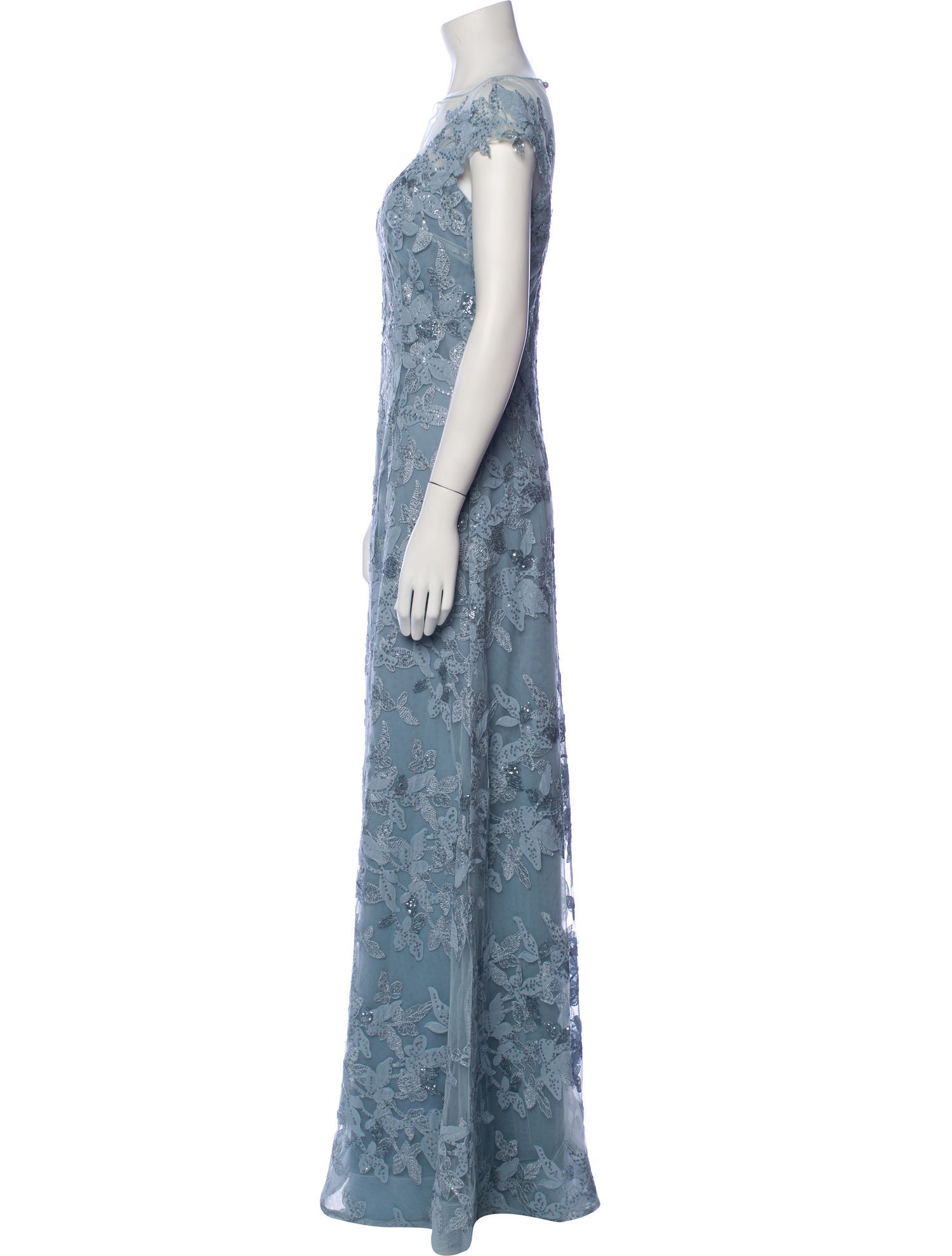 Teri Jon by Rickie Freeman Lace Pattern Long Dress - Blue Dresses ...