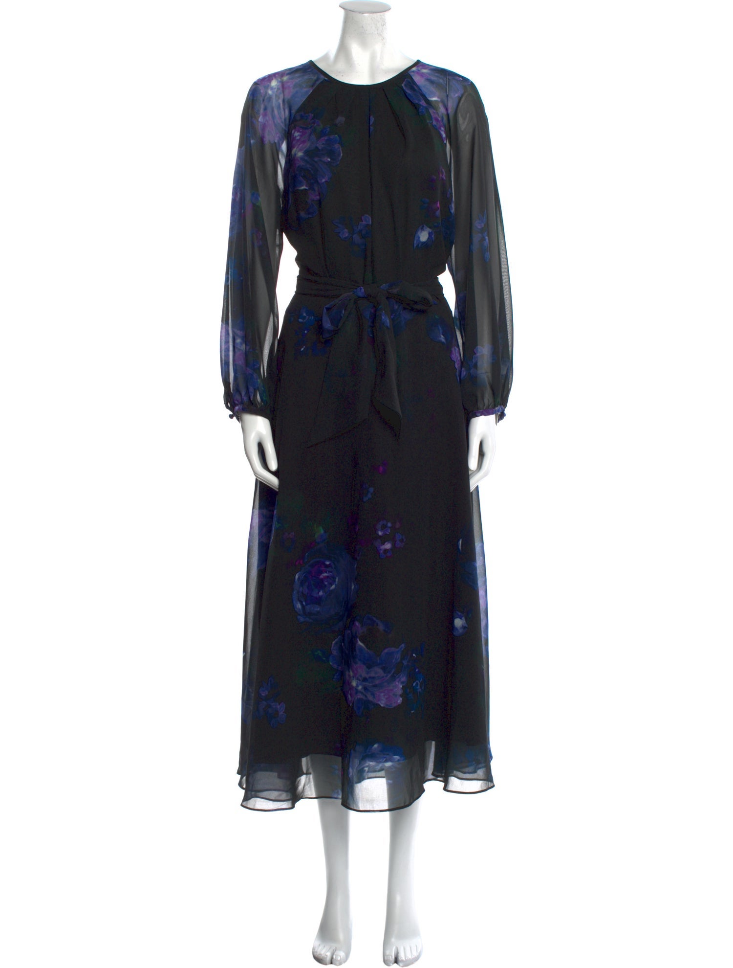 Teri Jon by Rickie Freeman Floral Print Long Dress w/ Tags - Black ...