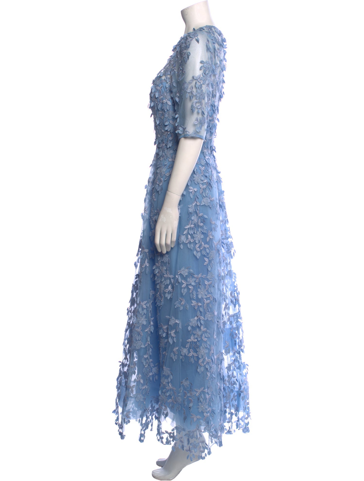 Teri Jon by Rickie Freeman Lace Pattern Long Dress - Blue Dresses ...