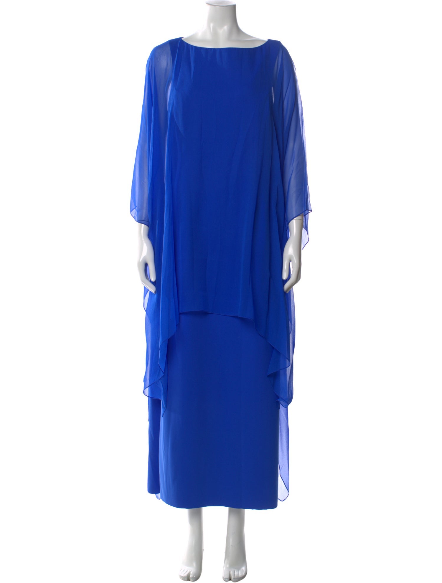 Teri Jon by Rickie Freeman Bateau Neckline Long Dress - Blue Dresses ...