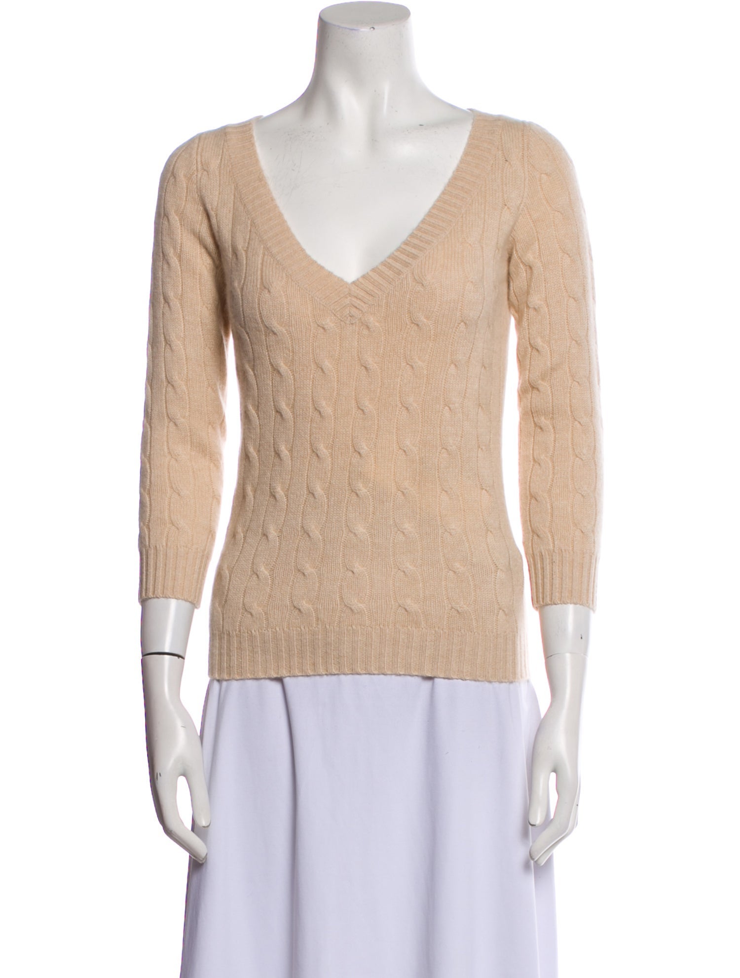Ralph Lauren Black Label Cashmere V-Neck Sweater w/ Tags - Neutrals ...