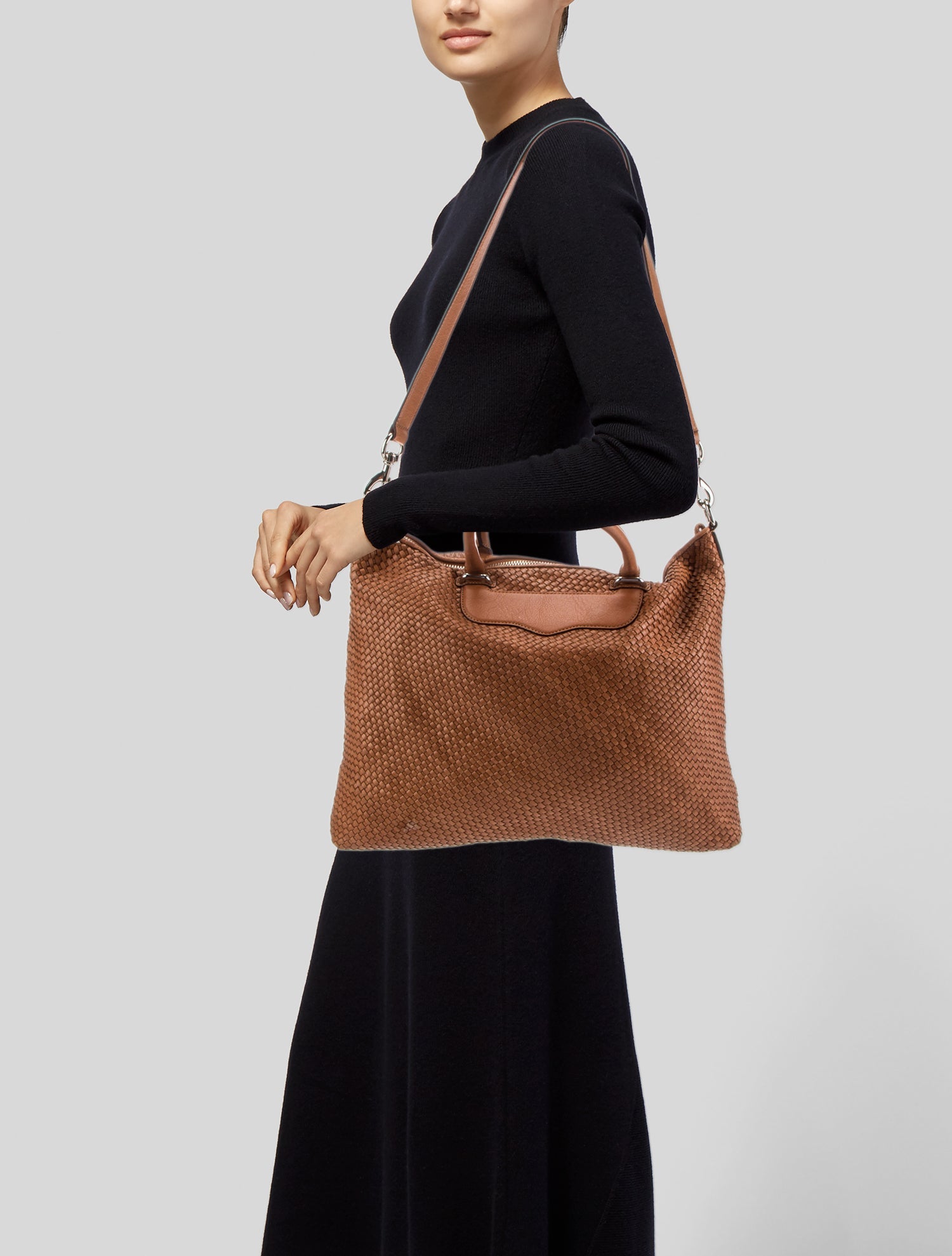 Rebecca Minkoff Leather Woven Handle Bag - Brown Handle Bags, Handbags ...