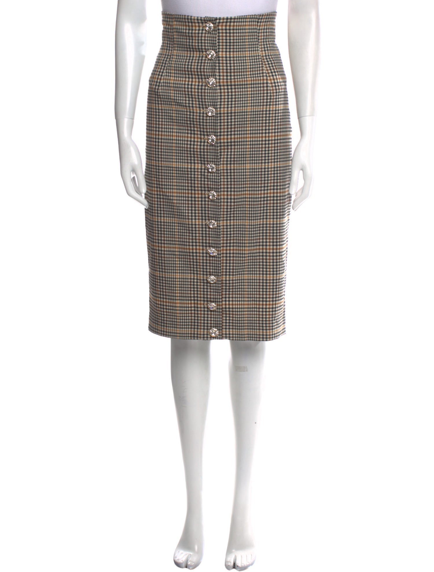 Ronny Kobo Plaid Print Knee-Length Skirt - Black Skirts, Clothing ...