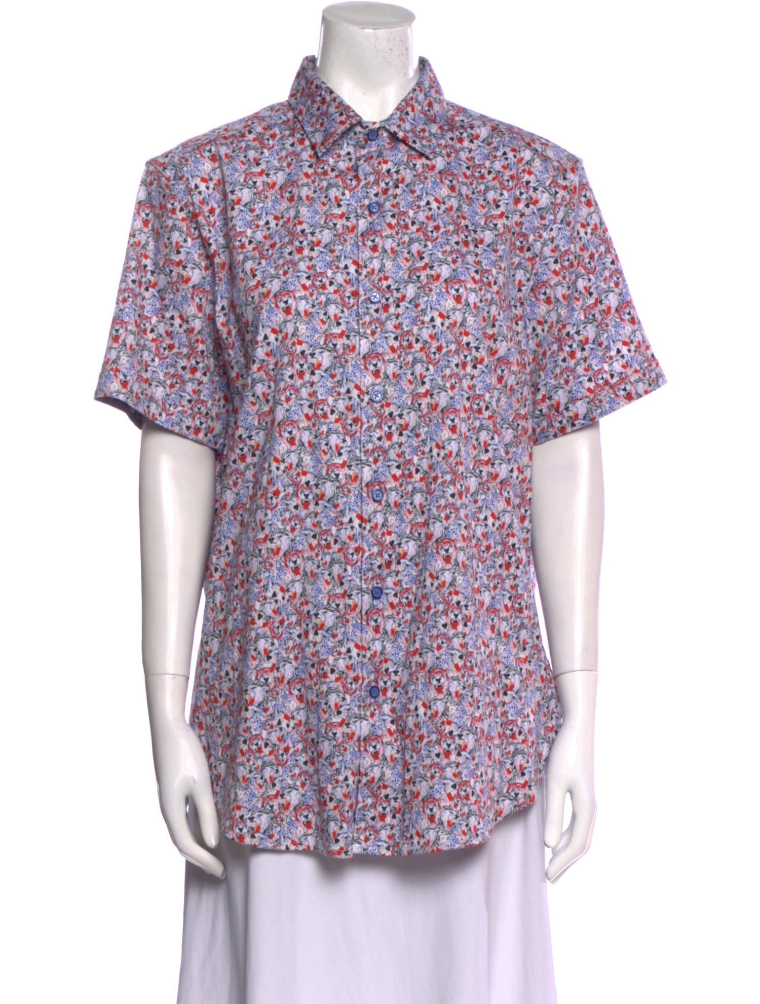 Robert Graham Floral Print Short Sleeve Button-Up Top - Blue Tops ...