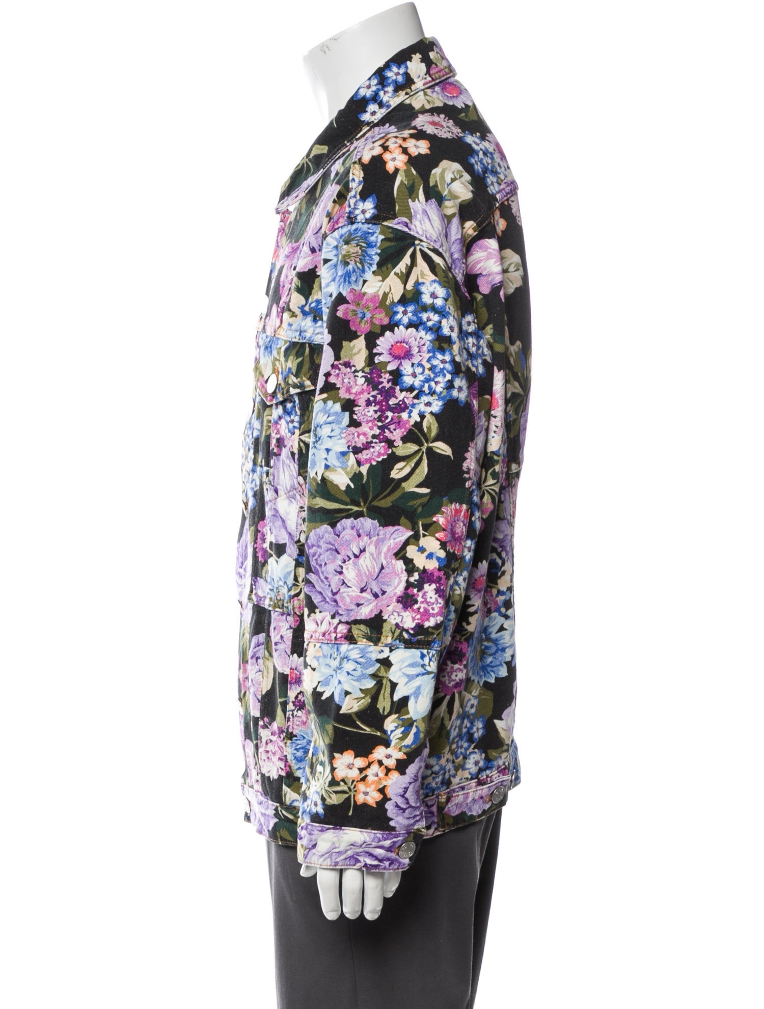 Martine Rose Floral Print Denim Jacket - Black Outerwear, Clothing ...