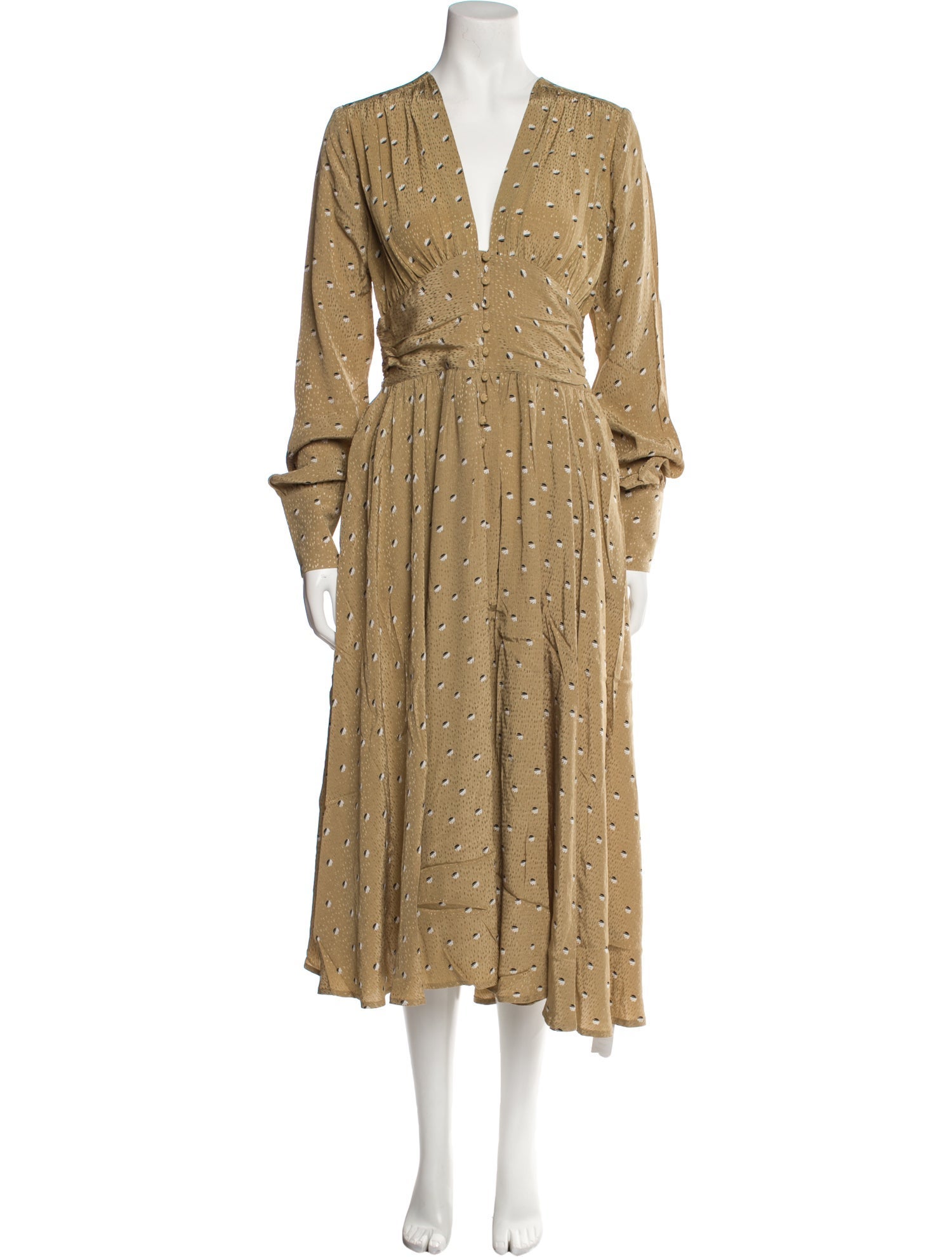 ROTATE Birger Christensen Polka Dot Print Long Dress w/ Tags - Brown ...