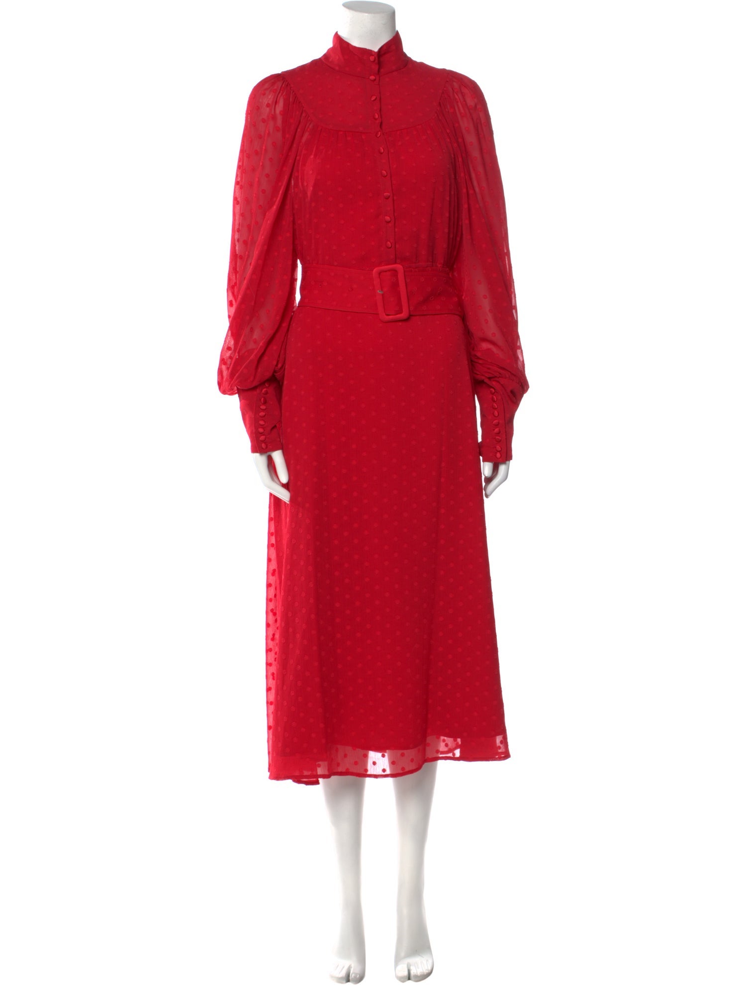 ROTATE Birger Christensen Mock Neck Long Dress - Red Dresses, Clothing ...