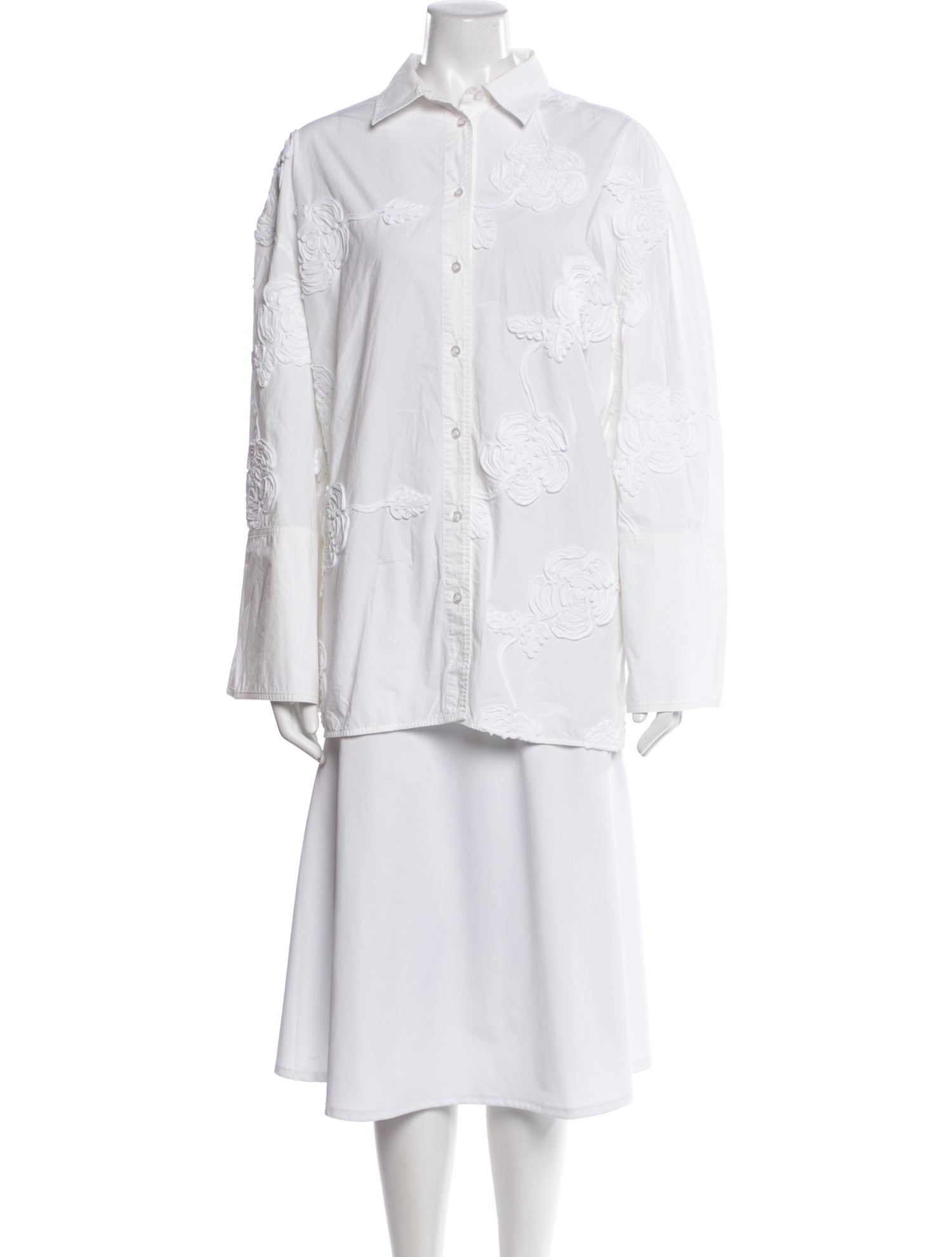 ROTATE Birger Christensen Floral Print Long Sleeve Button-Up Top ...