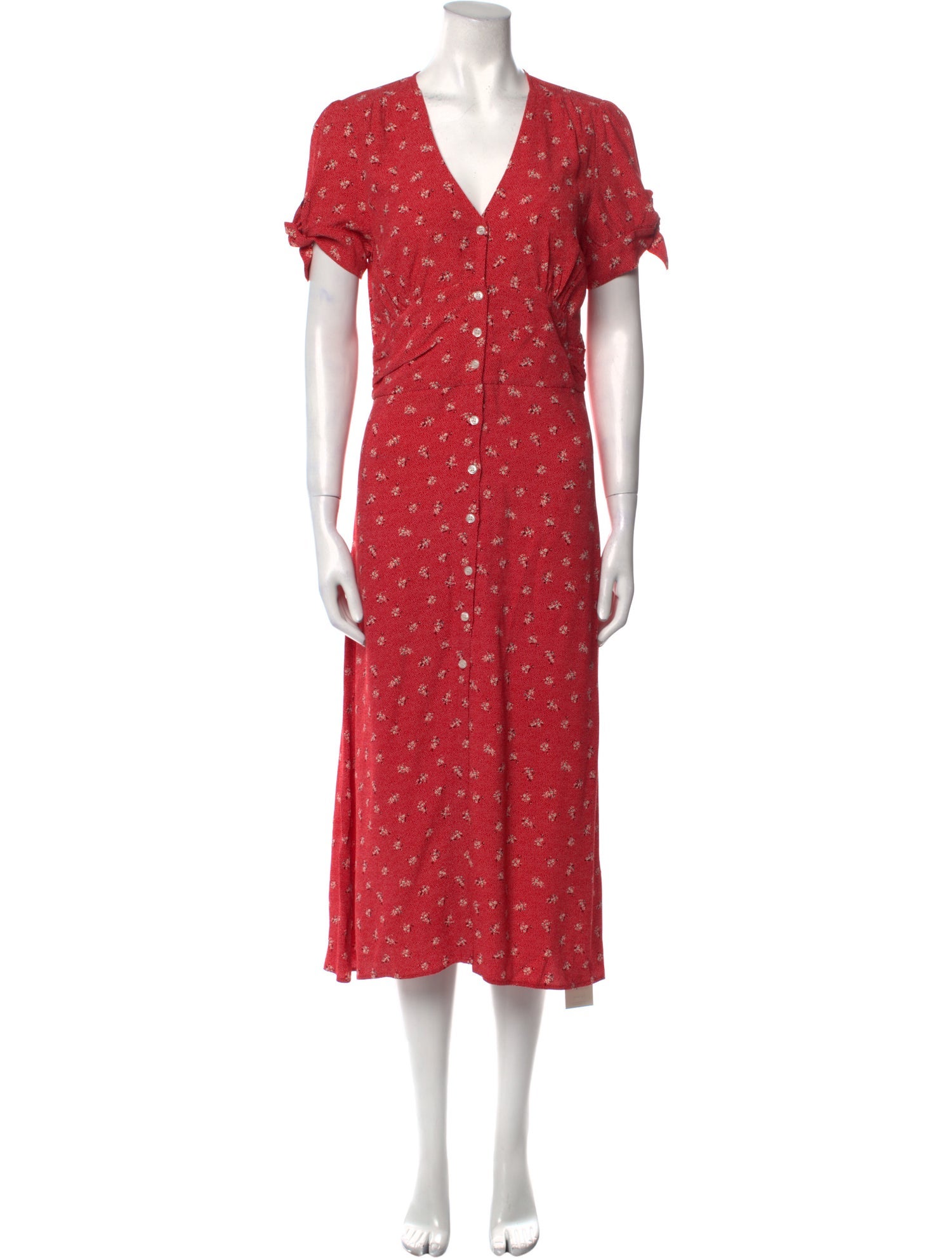 Rouje Floral Print Midi Length Dress - Red Dresses, Clothing ...