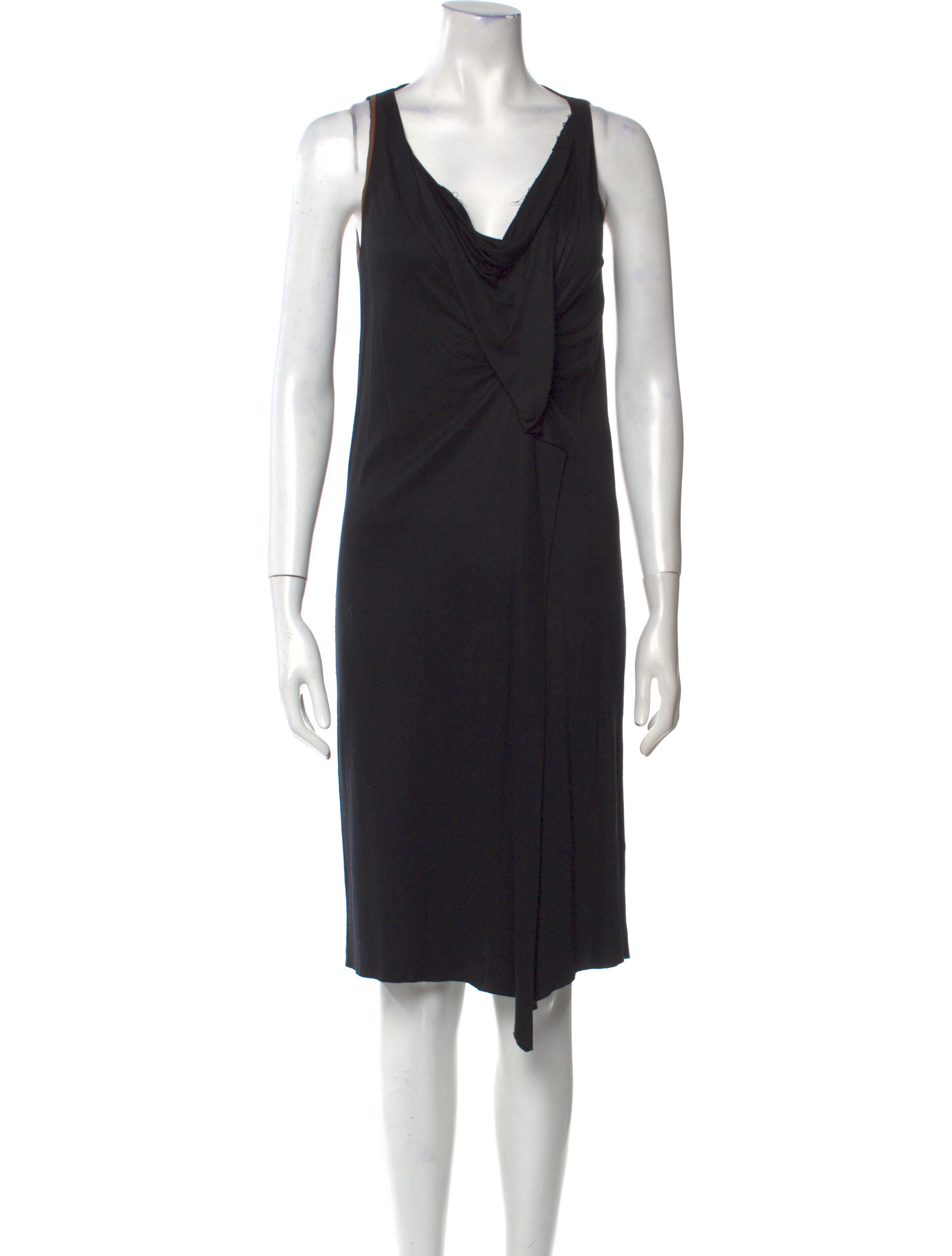 Rozae Nichols Cowl Neck Midi Length Dress - Black Dresses, Clothing ...