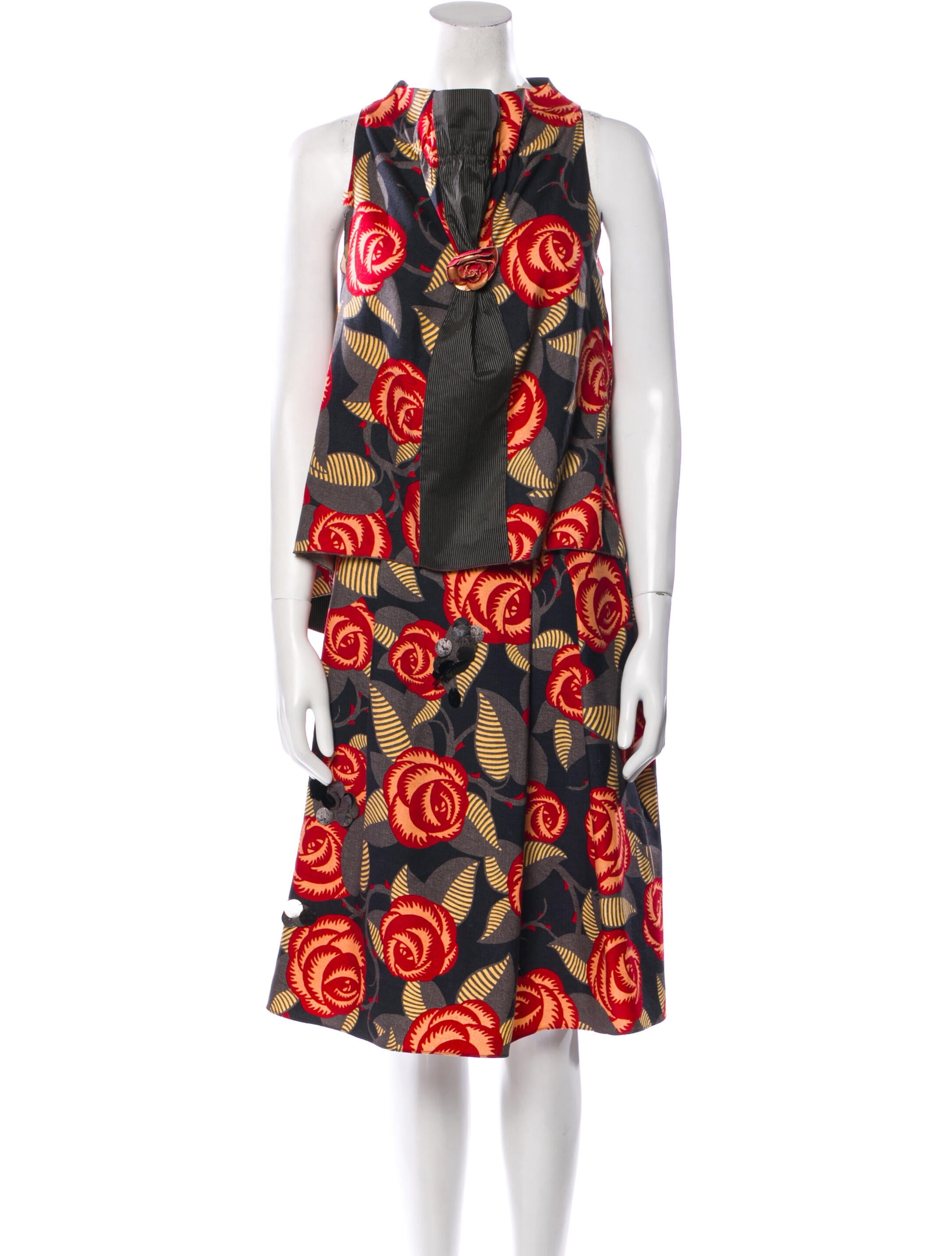 Rozae Nichols Silk Printed Skirt Set - Black Suits and Sets, Clothing ...