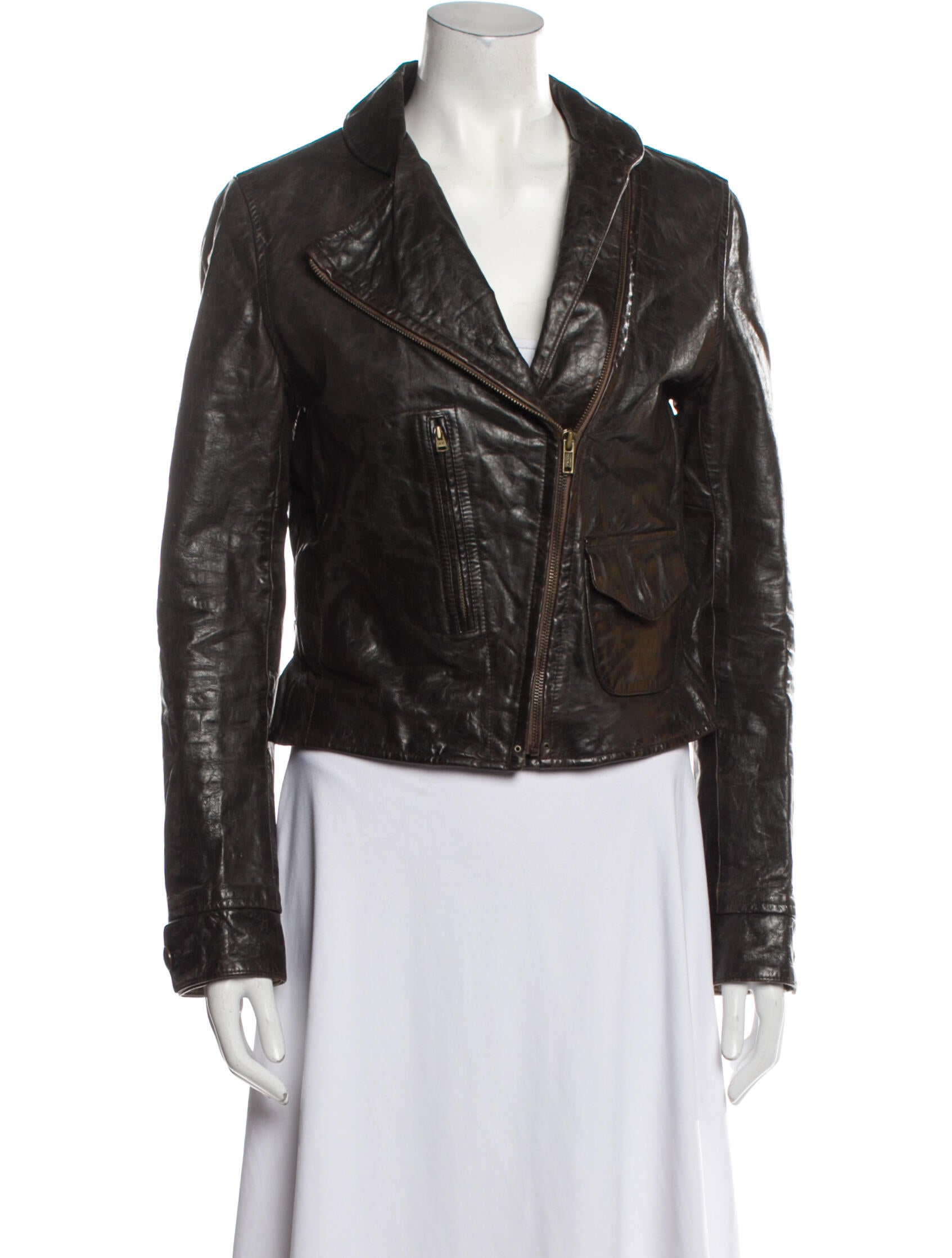 RRL & Co. Leather Biker Jacket - Brown Jackets, Clothing - WRRLL26641 ...